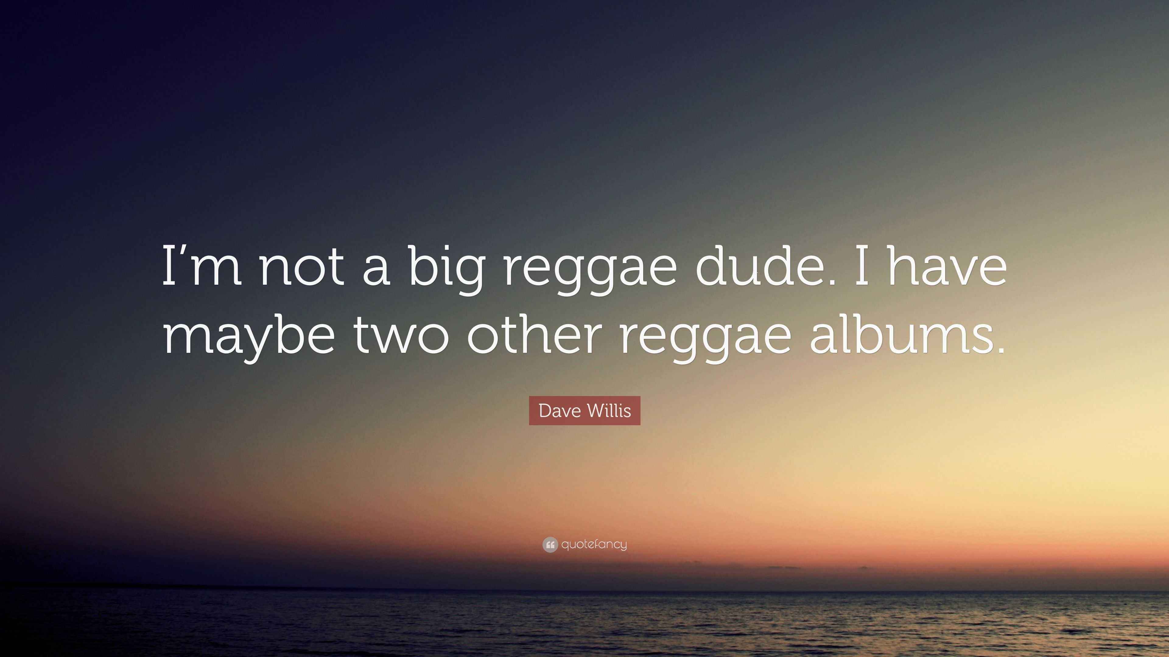 Dave Willis Quote: “I’m not a big reggae dude. I have maybe two other ...