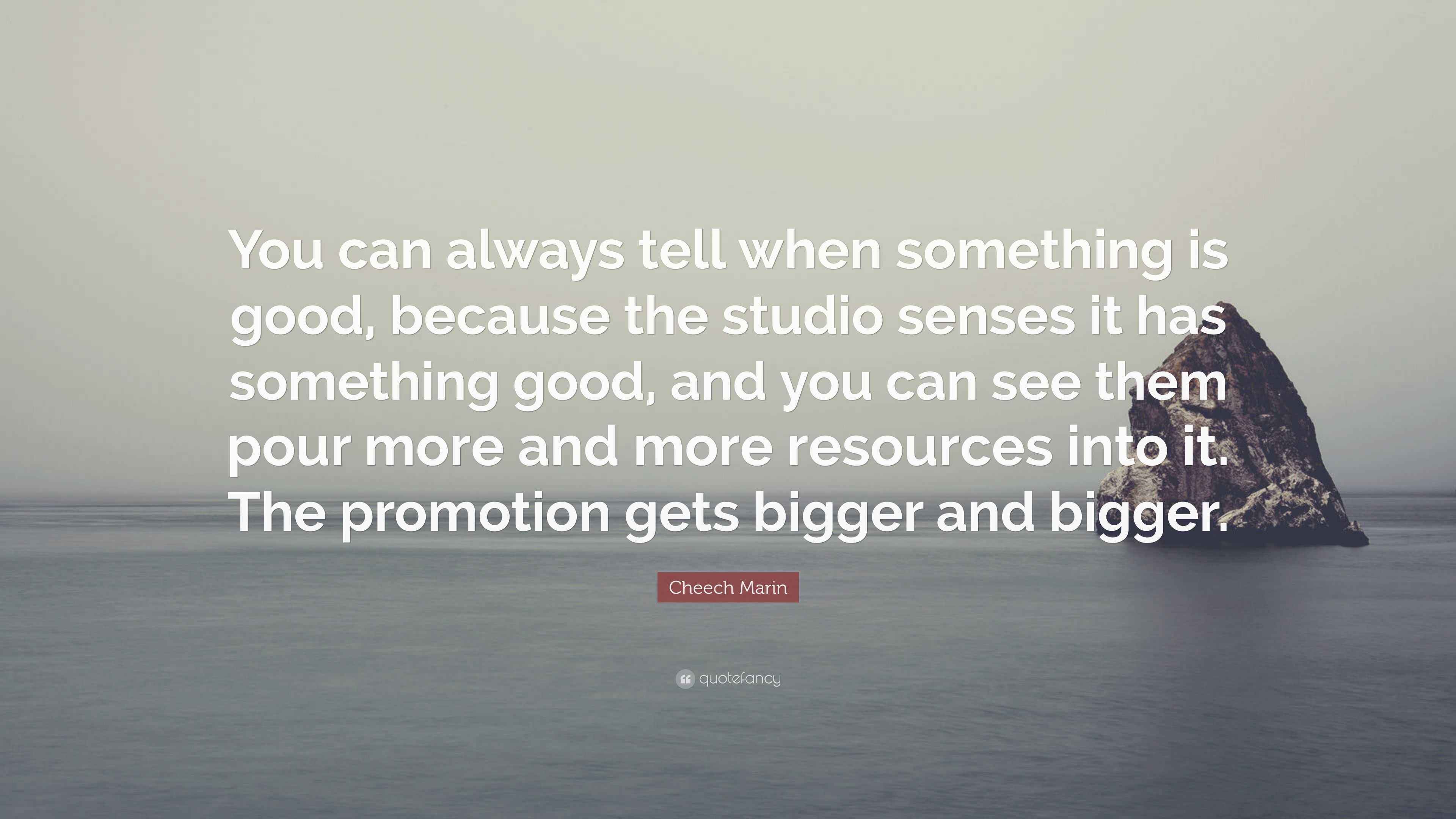 Cheech Marin Quote: “You can always tell when something is good ...