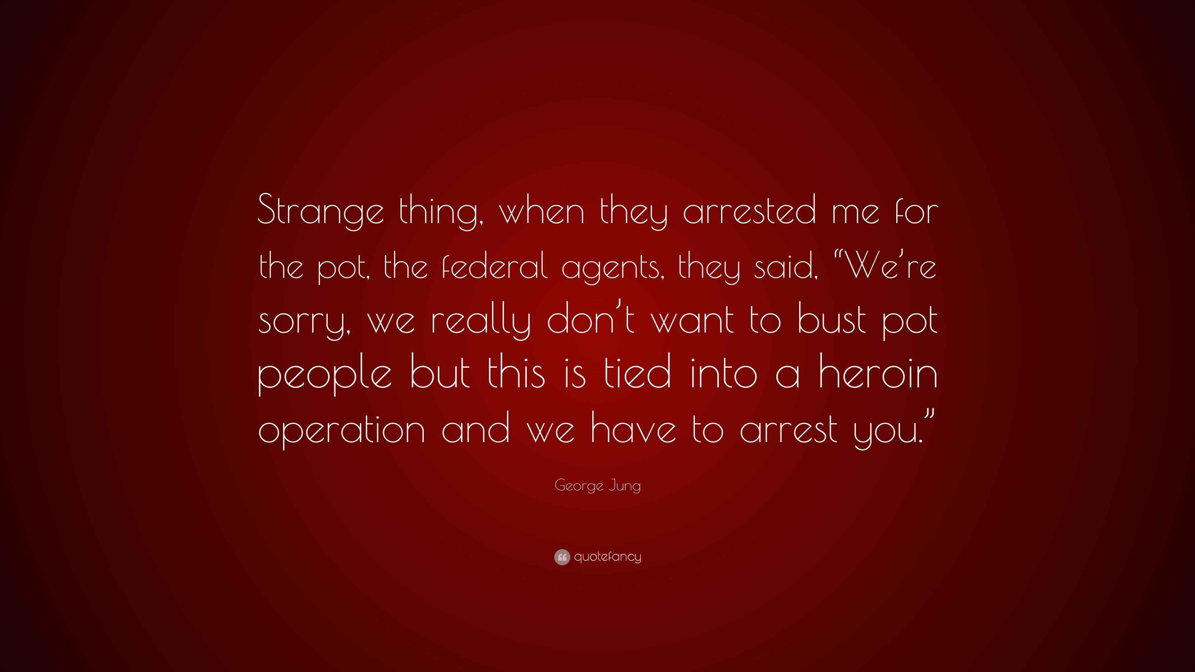 George Jung Quote: “Strange thing, when they arrested me for the pot ...