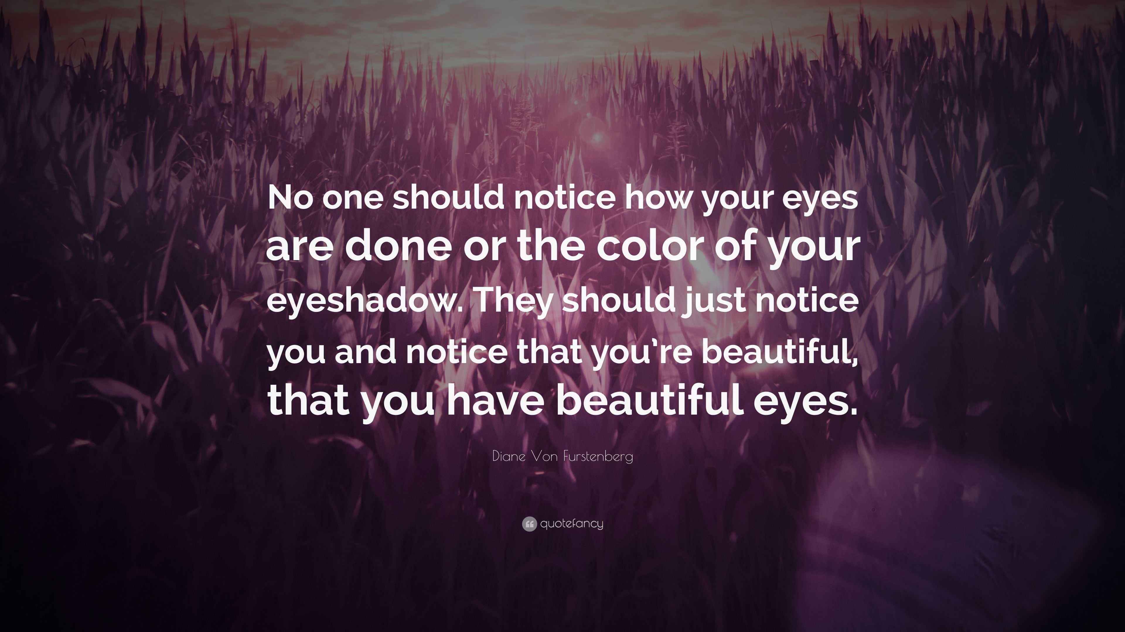 Diane Von Furstenberg Quote: “No one should notice how your eyes are ...