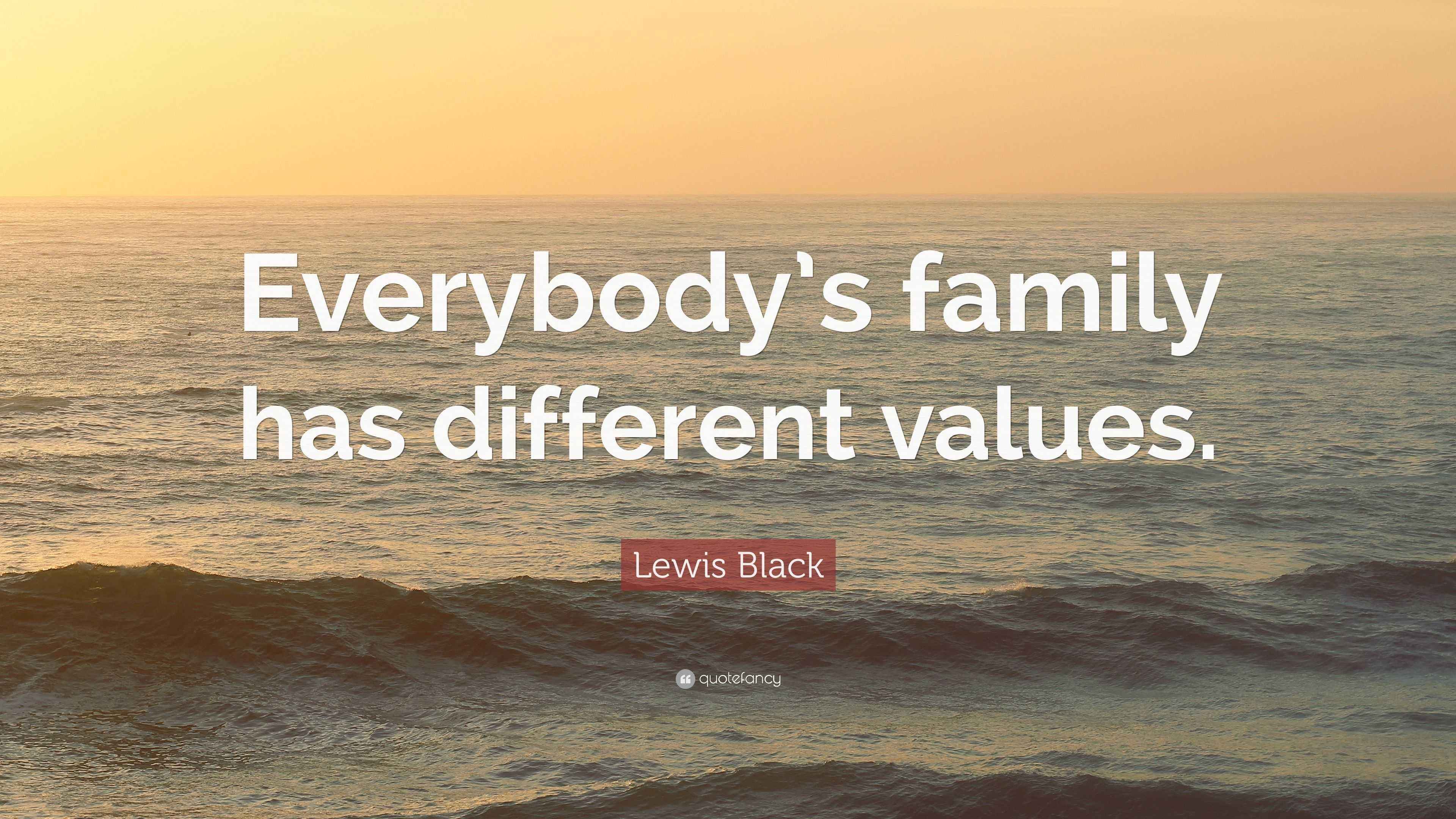 Lewis Black Quote: “Everybody’s family has different values.”