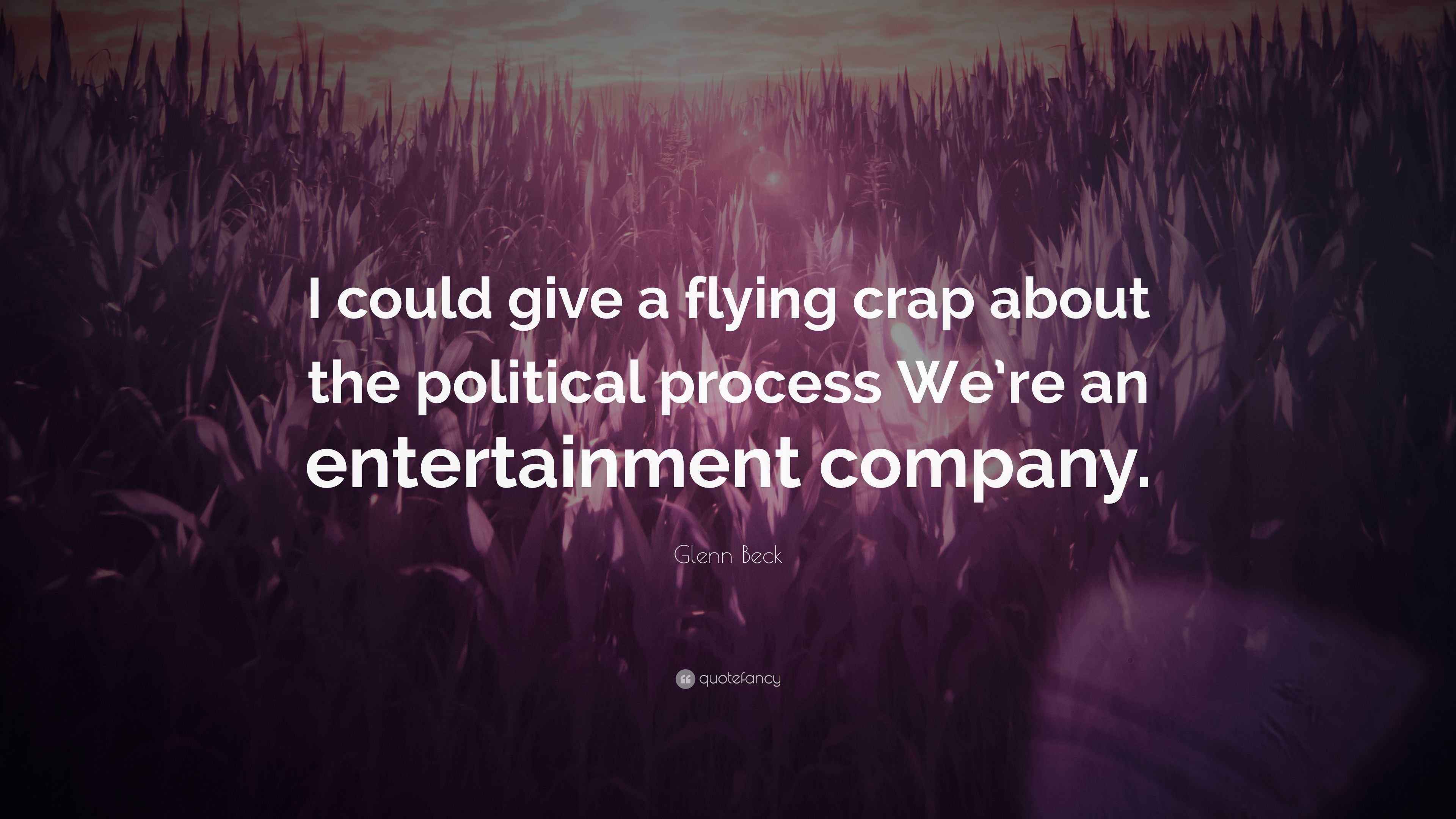Glenn Beck Quote: “I could give a flying crap about the political ...