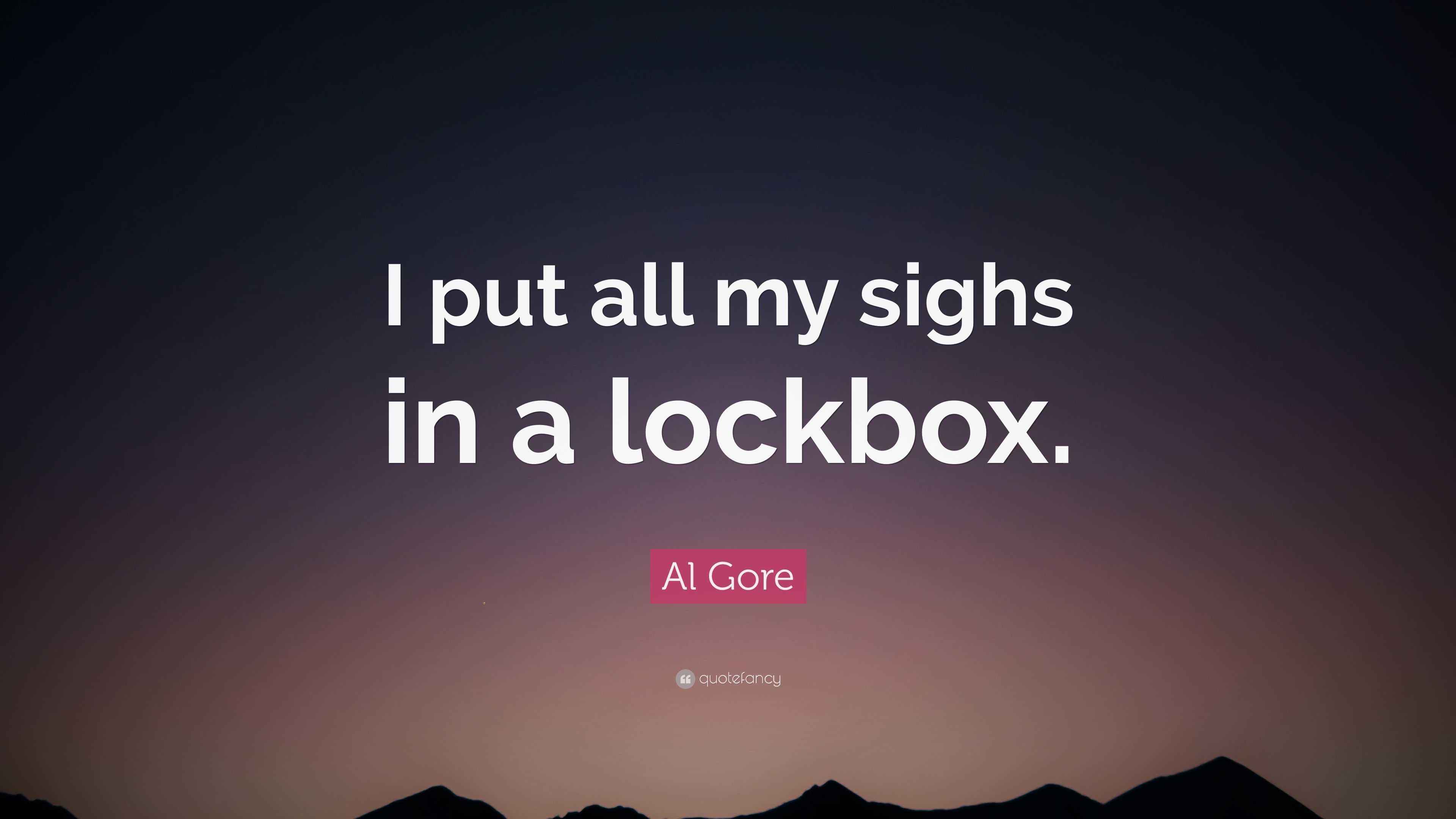Al Gore Quote: “I put all my sighs in a lockbox.”