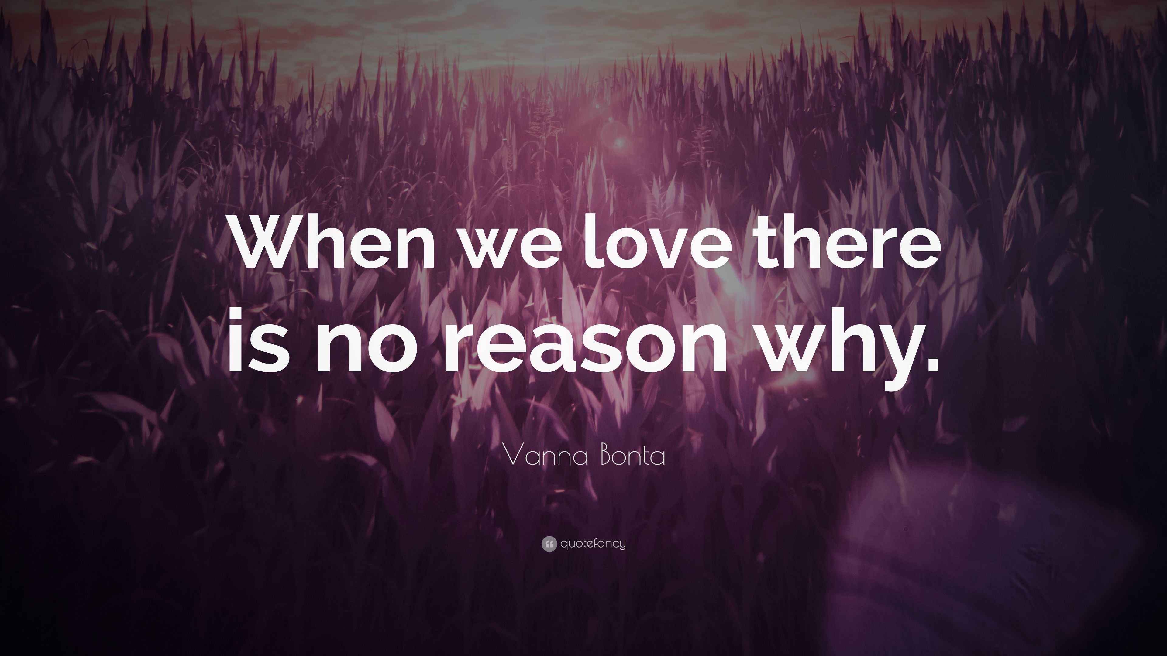 Vanna Bonta Quote: “When we love there is no reason why.”