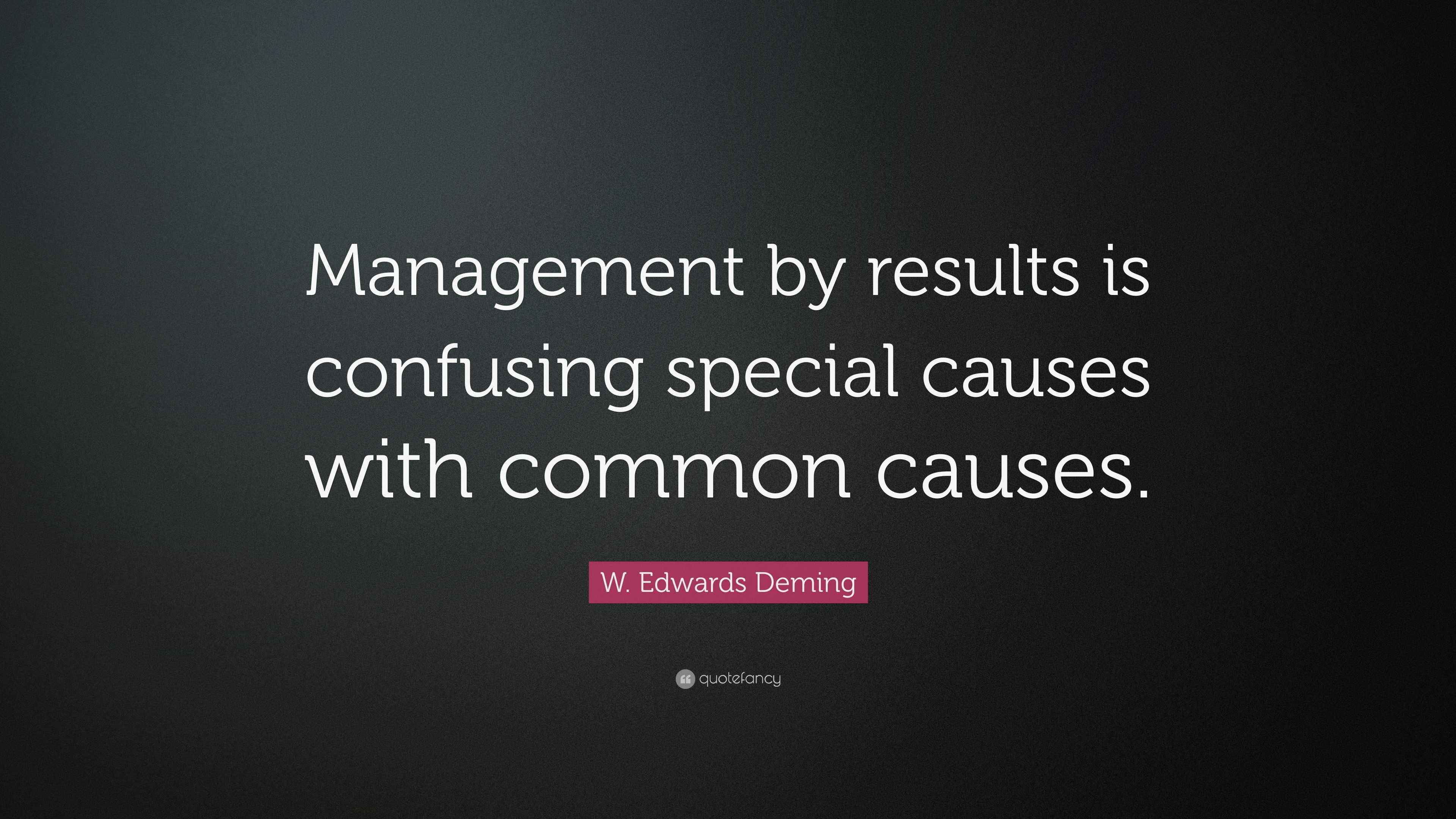 W. Edwards Deming Quote: “Management by results is confusing special ...
