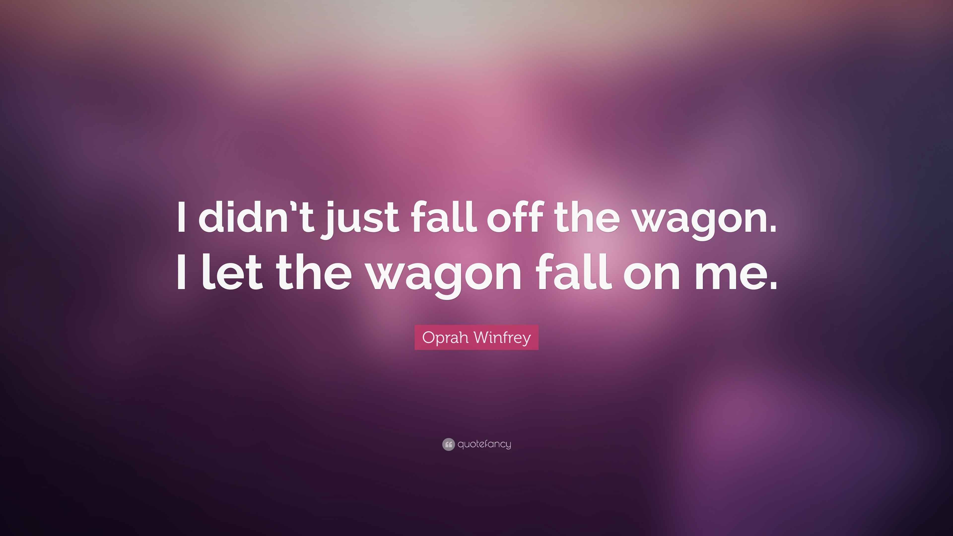Oprah Winfrey Quote: “I didn’t just fall off the wagon. I let the wagon ...