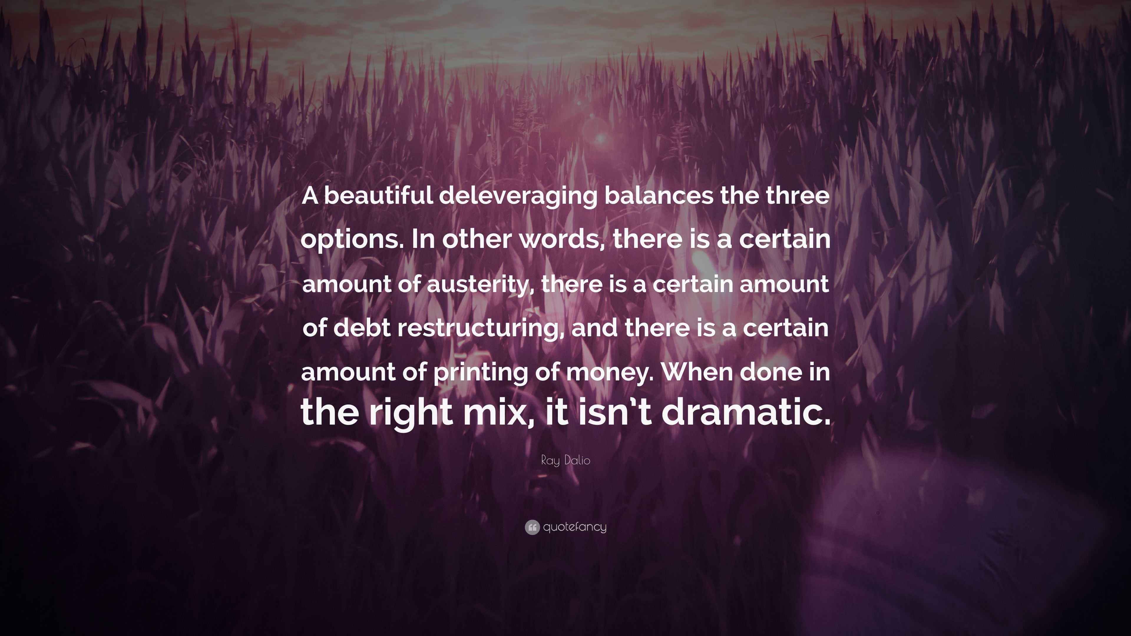 Ray Dalio Quote: “A beautiful deleveraging balances the three options ...