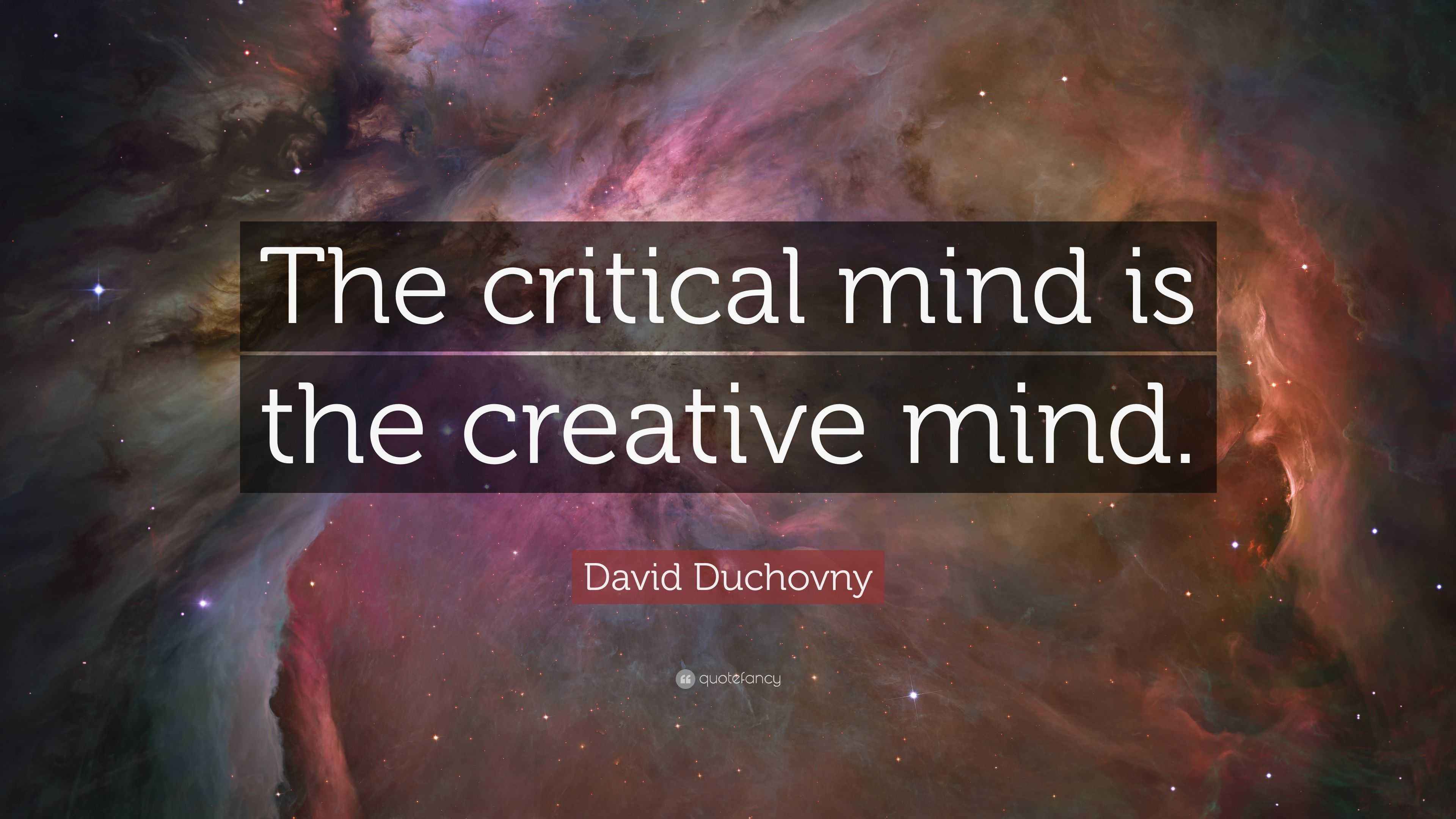 David Duchovny Quote: “The critical mind is the creative mind.”