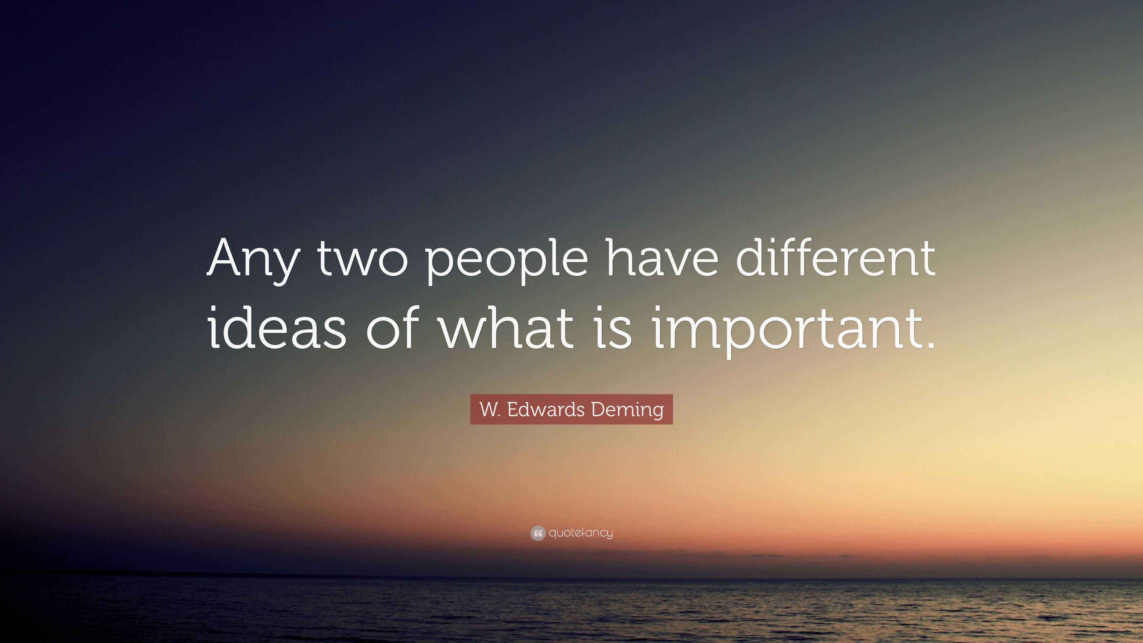 W. Edwards Deming Quote: “Any two people have different ideas of what ...