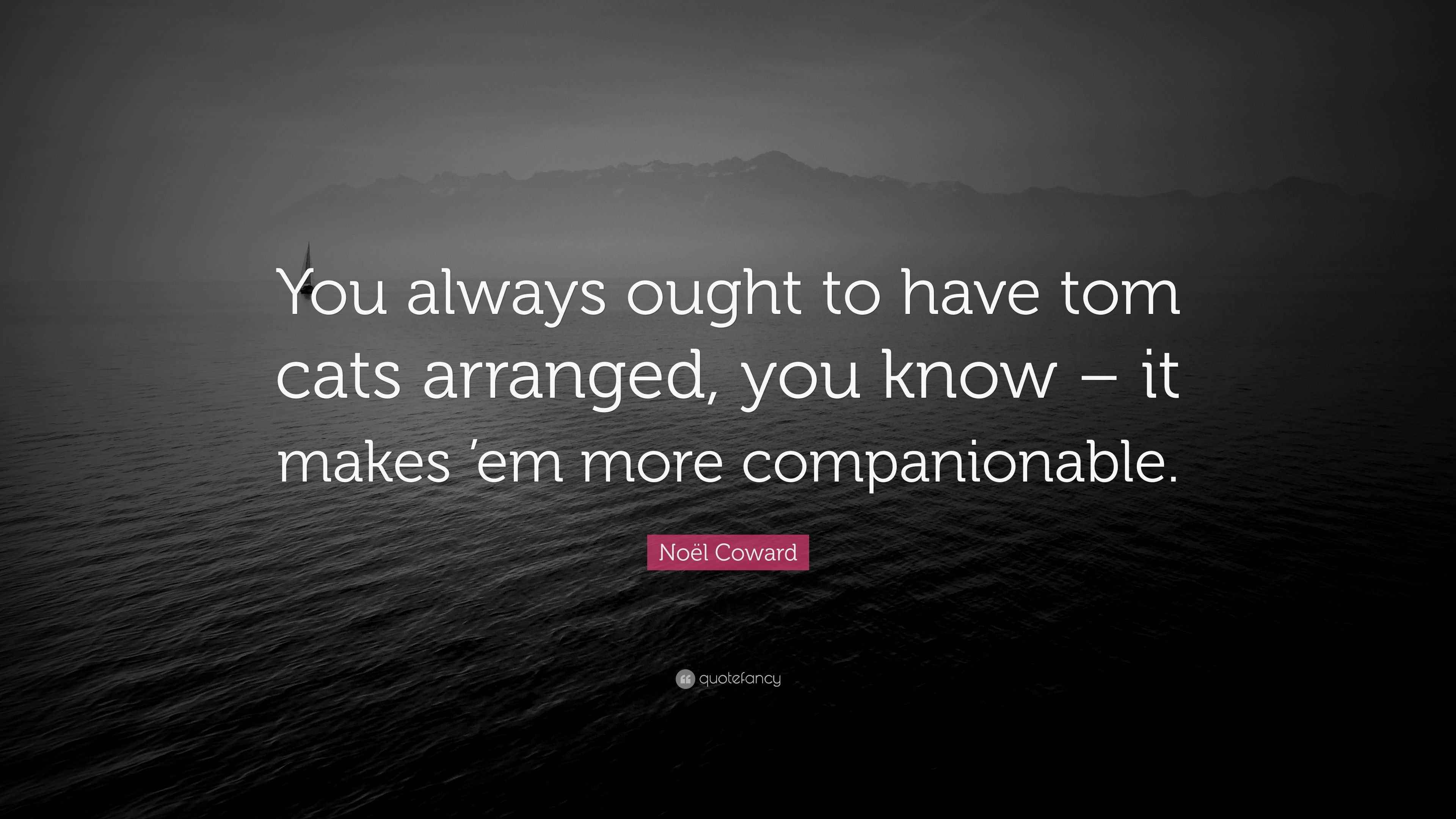 Noël Coward Quote: “You always ought to have tom cats arranged, you ...