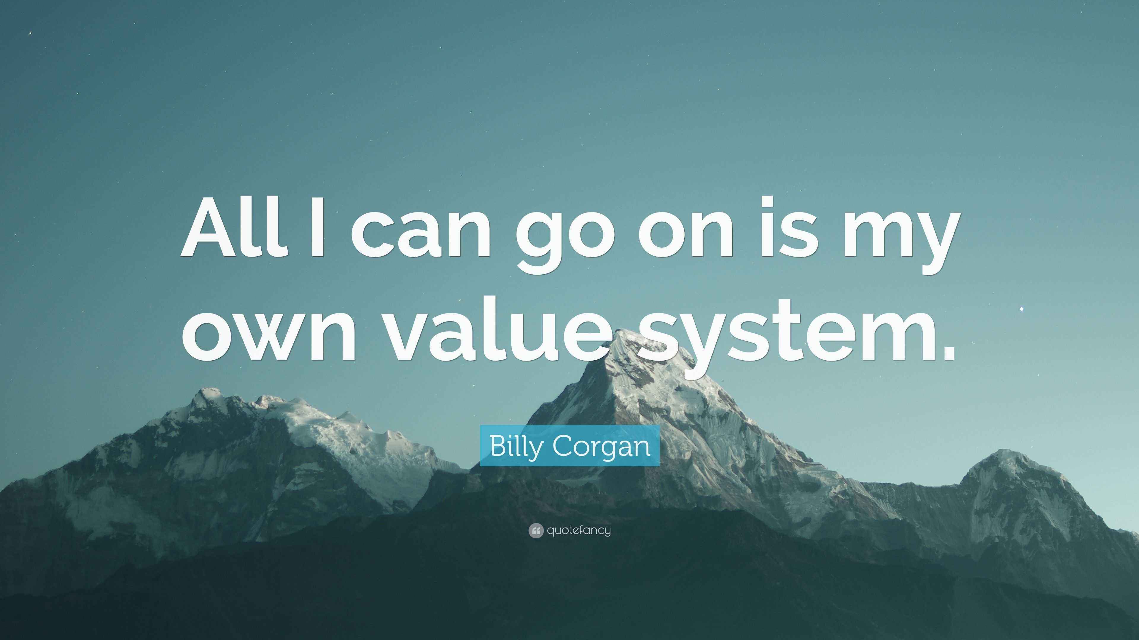 Billy Corgan Quote: “All I can go on is my own value system.”