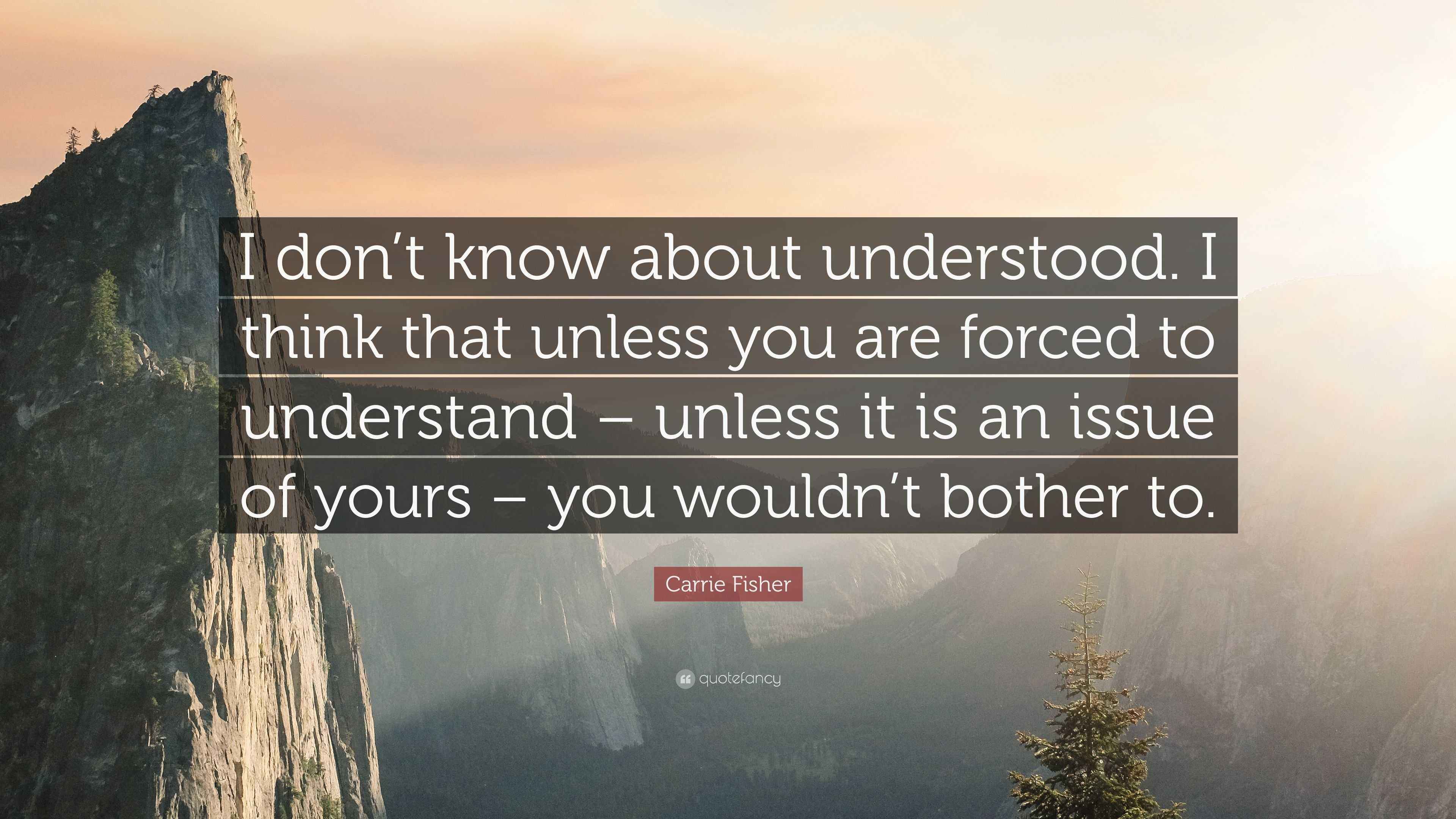 Carrie Fisher Quote: “I don’t know about understood. I think that ...