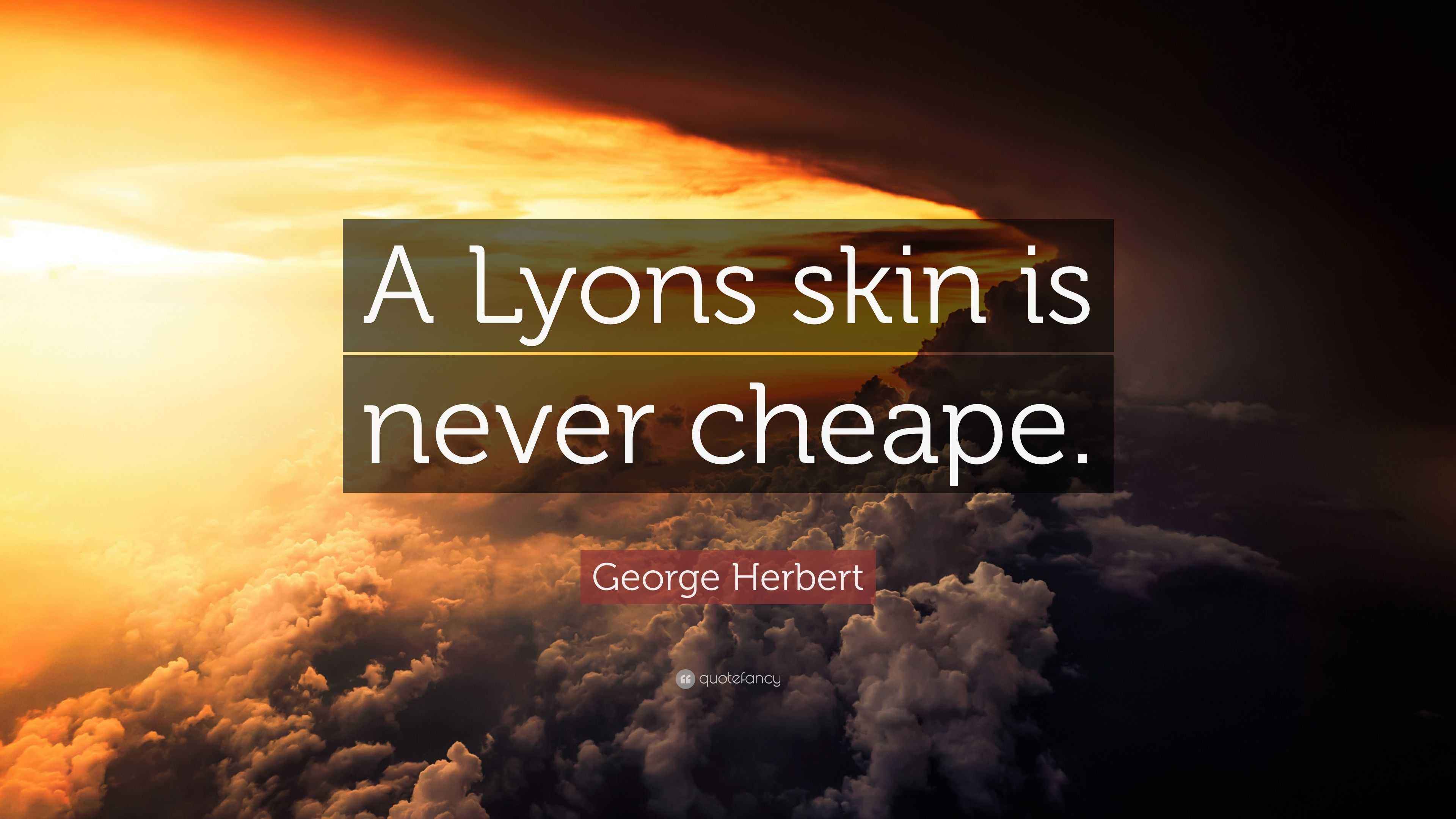 George Herbert Quote: “A Lyons skin is never cheape.”
