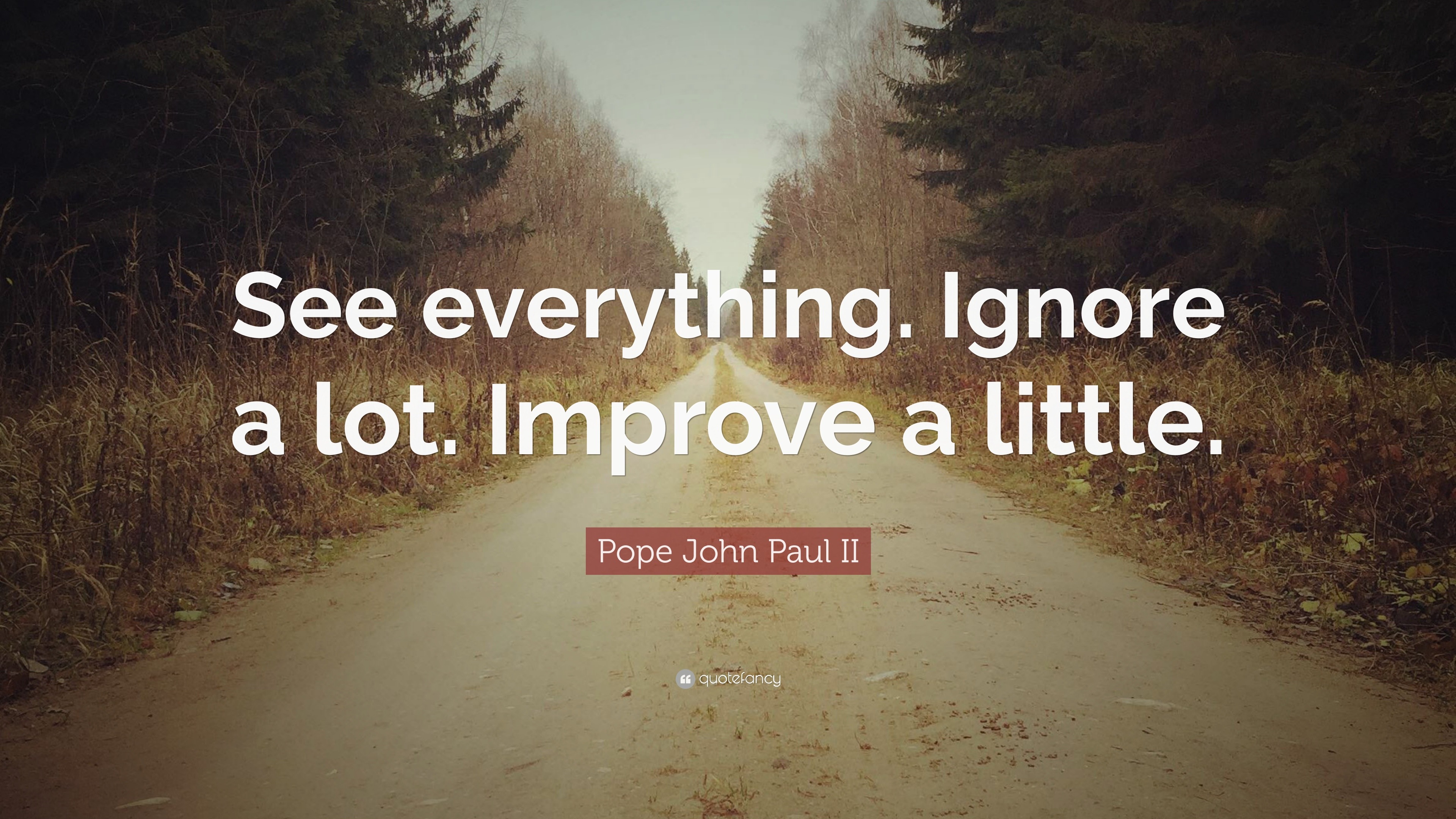 Pope John Paul II Quote: “See everything. Ignore a lot. Improve a little.”