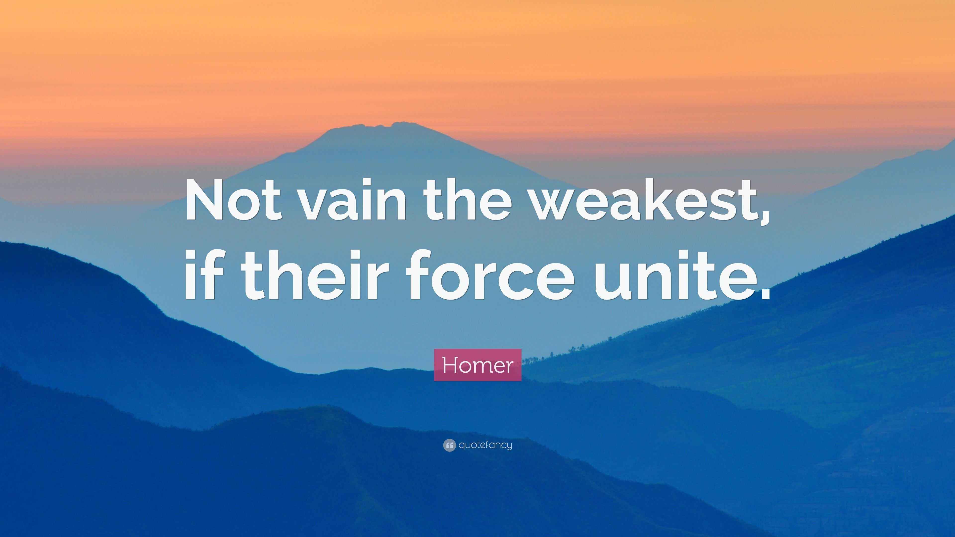 Homer Quote: “Not vain the weakest, if their force unite.”