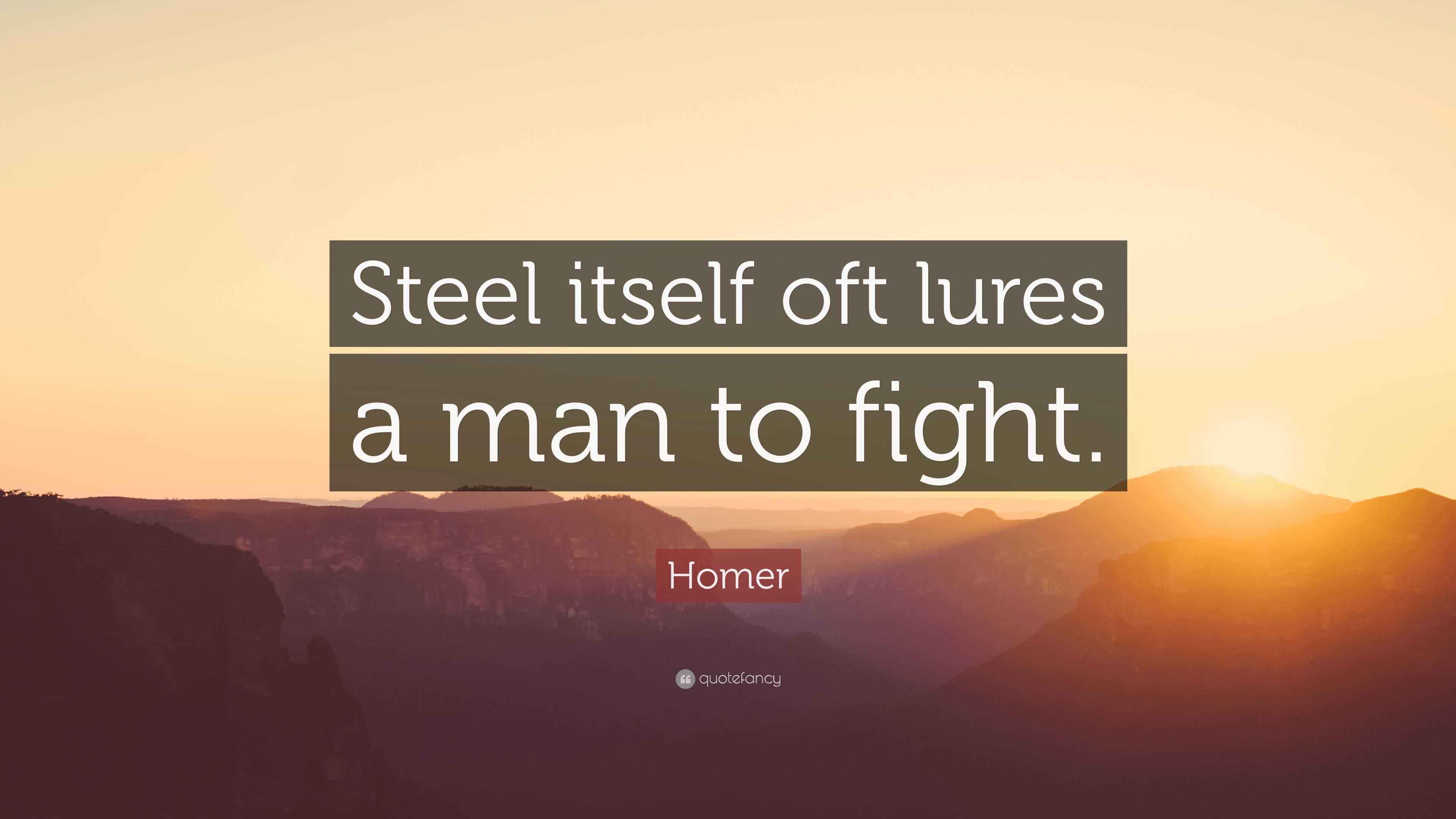 Homer Quote: “Steel itself oft lures a man to fight.”