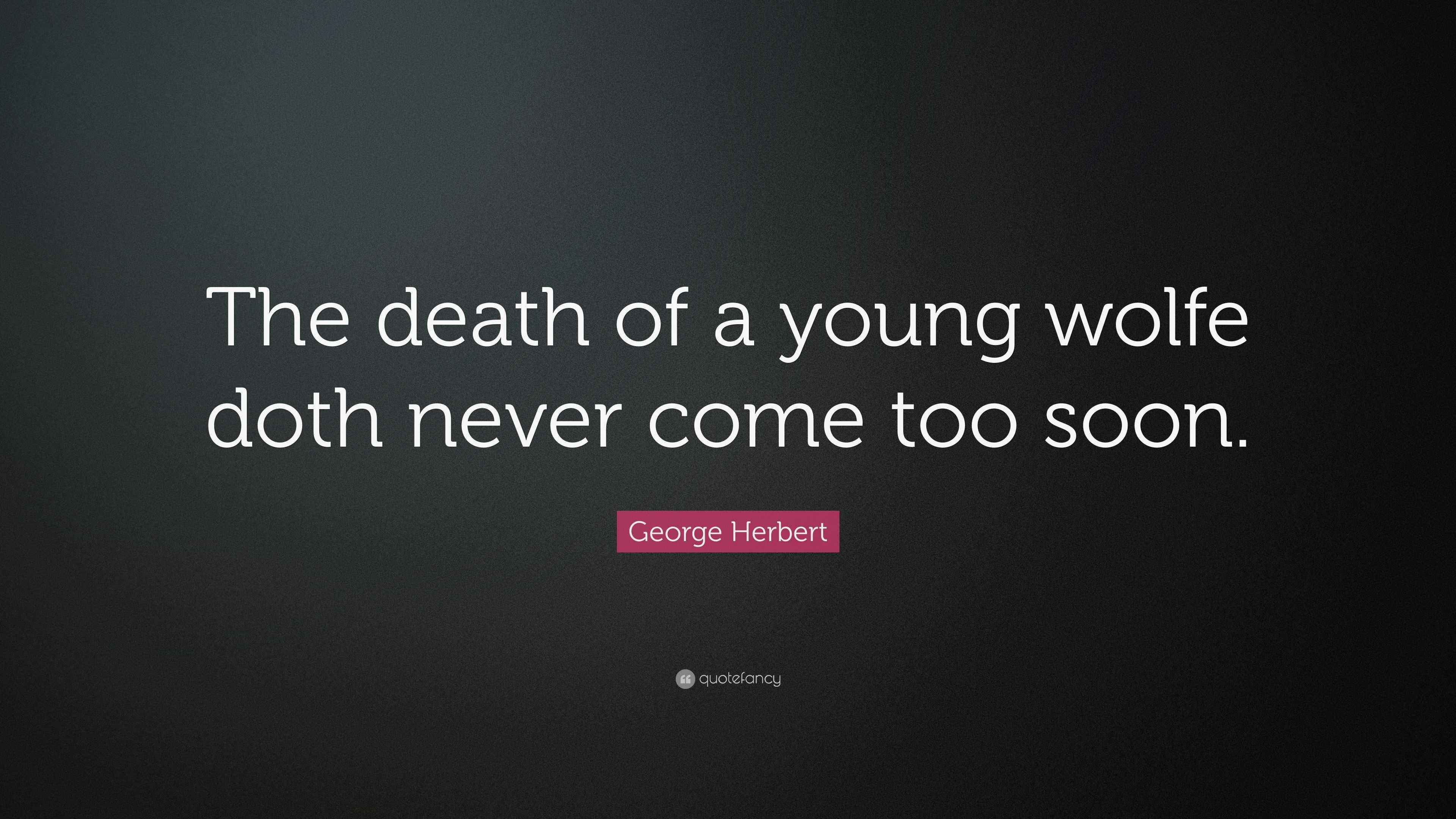 George Herbert Quote: “The death of a young wolfe doth never come too ...