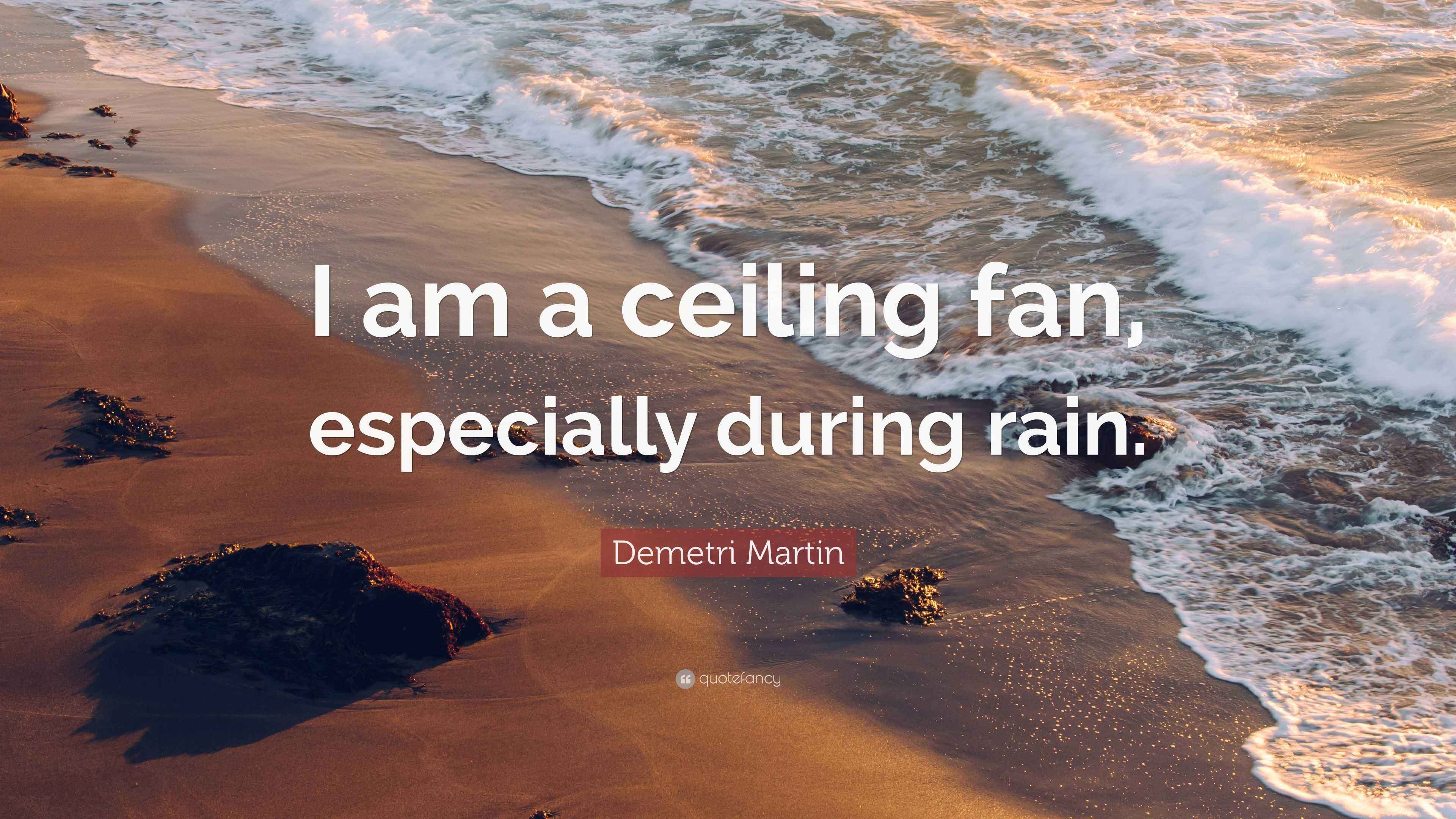 Demetri Martin Quote: “I am a ceiling fan, especially during rain.”
