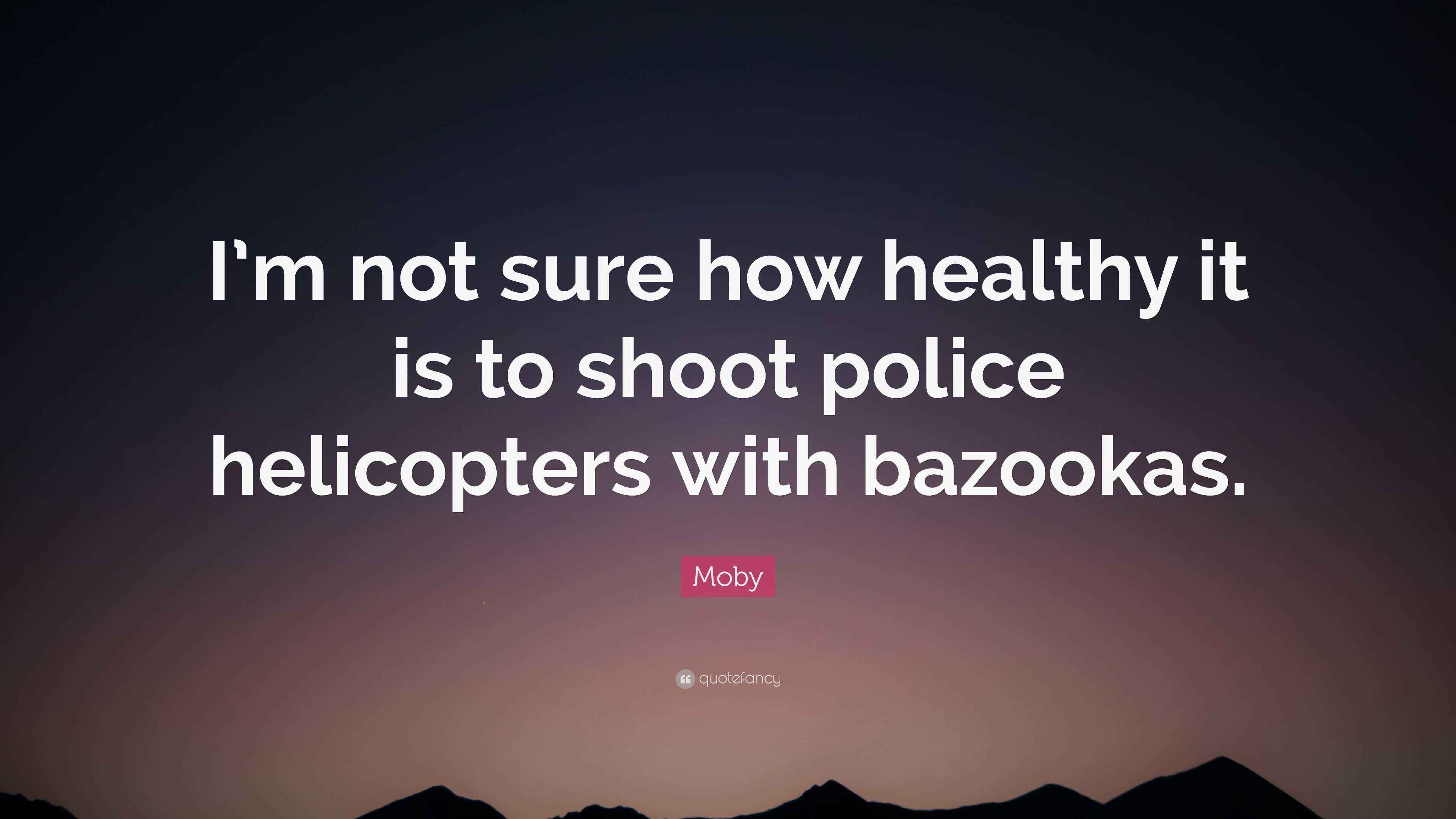 Moby Quote: “I’m not sure how healthy it is to shoot police helicopters ...