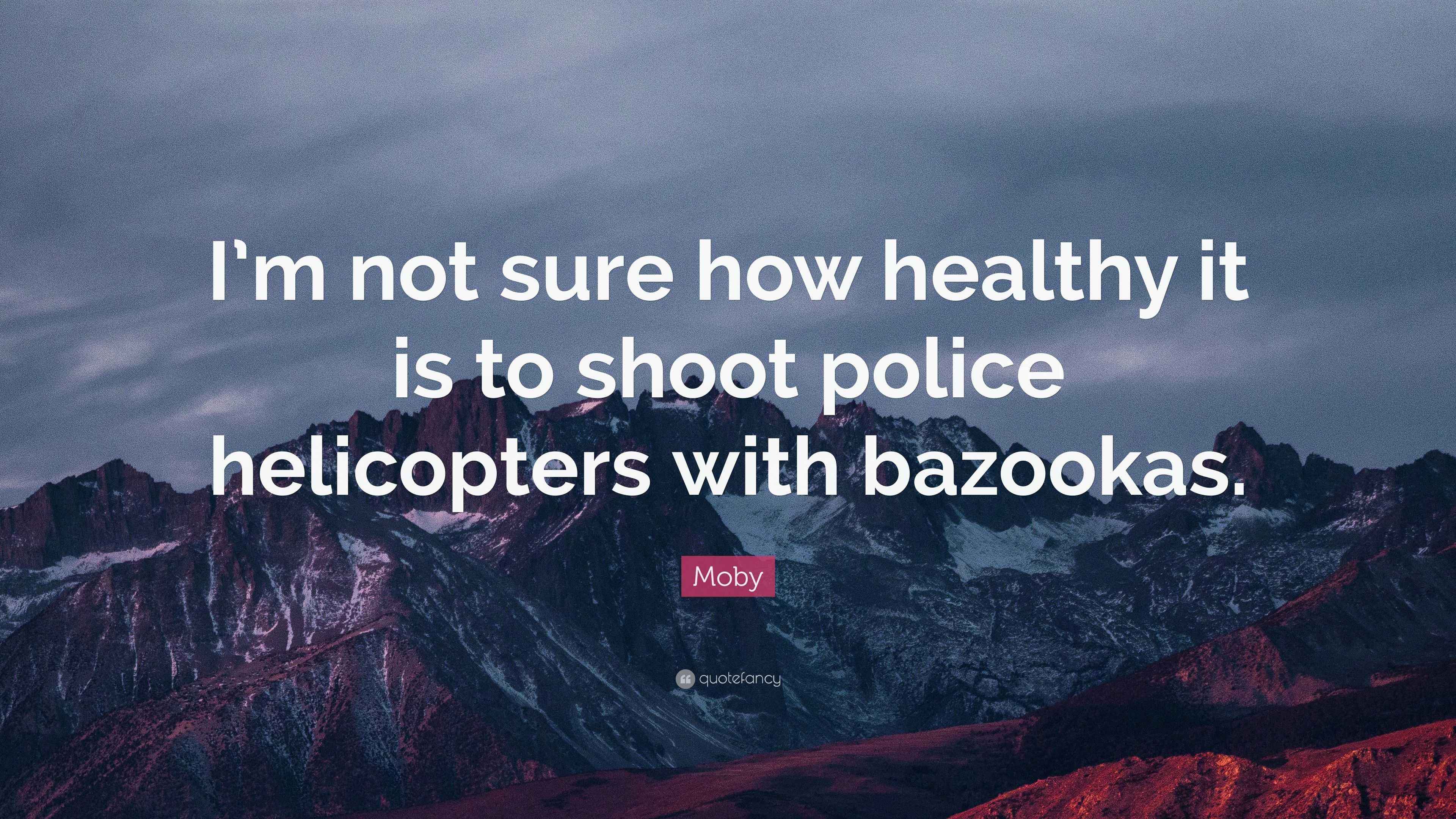 Moby Quote: “I’m not sure how healthy it is to shoot police helicopters ...