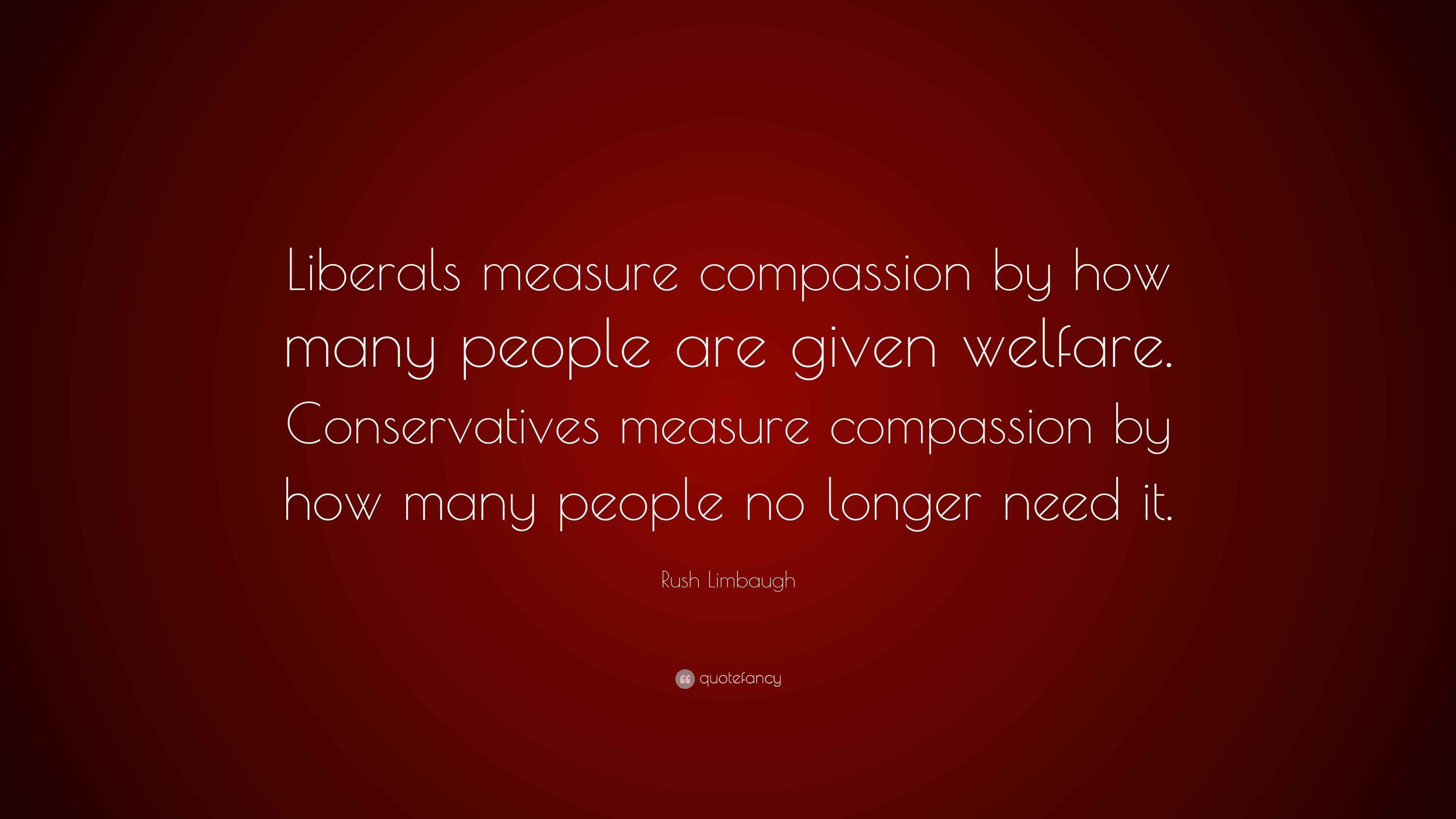 Rush Limbaugh Quote: “Liberals measure compassion by how many people ...