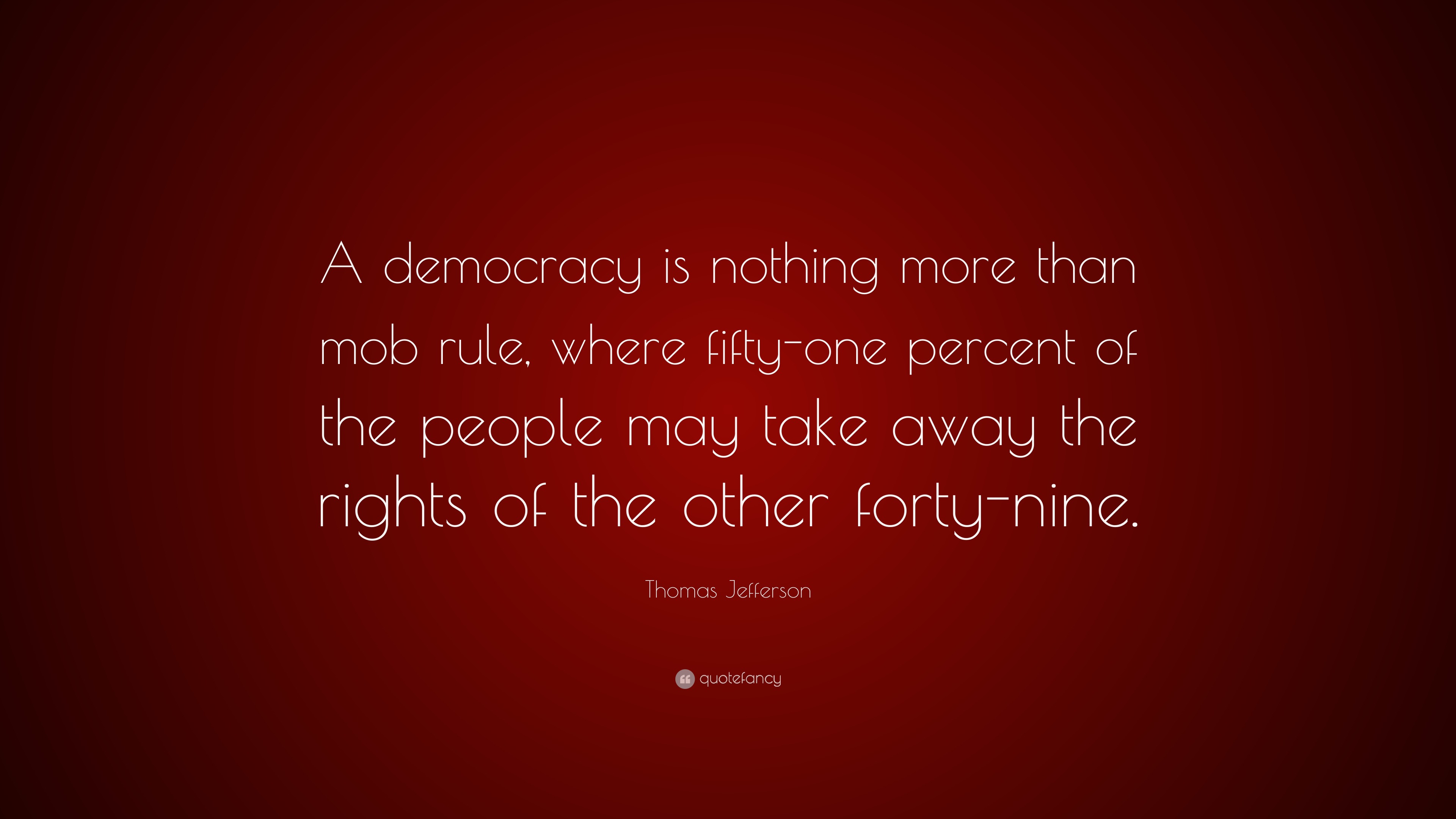 Thomas Jefferson Quote: “A democracy is nothing more than mob rule ...