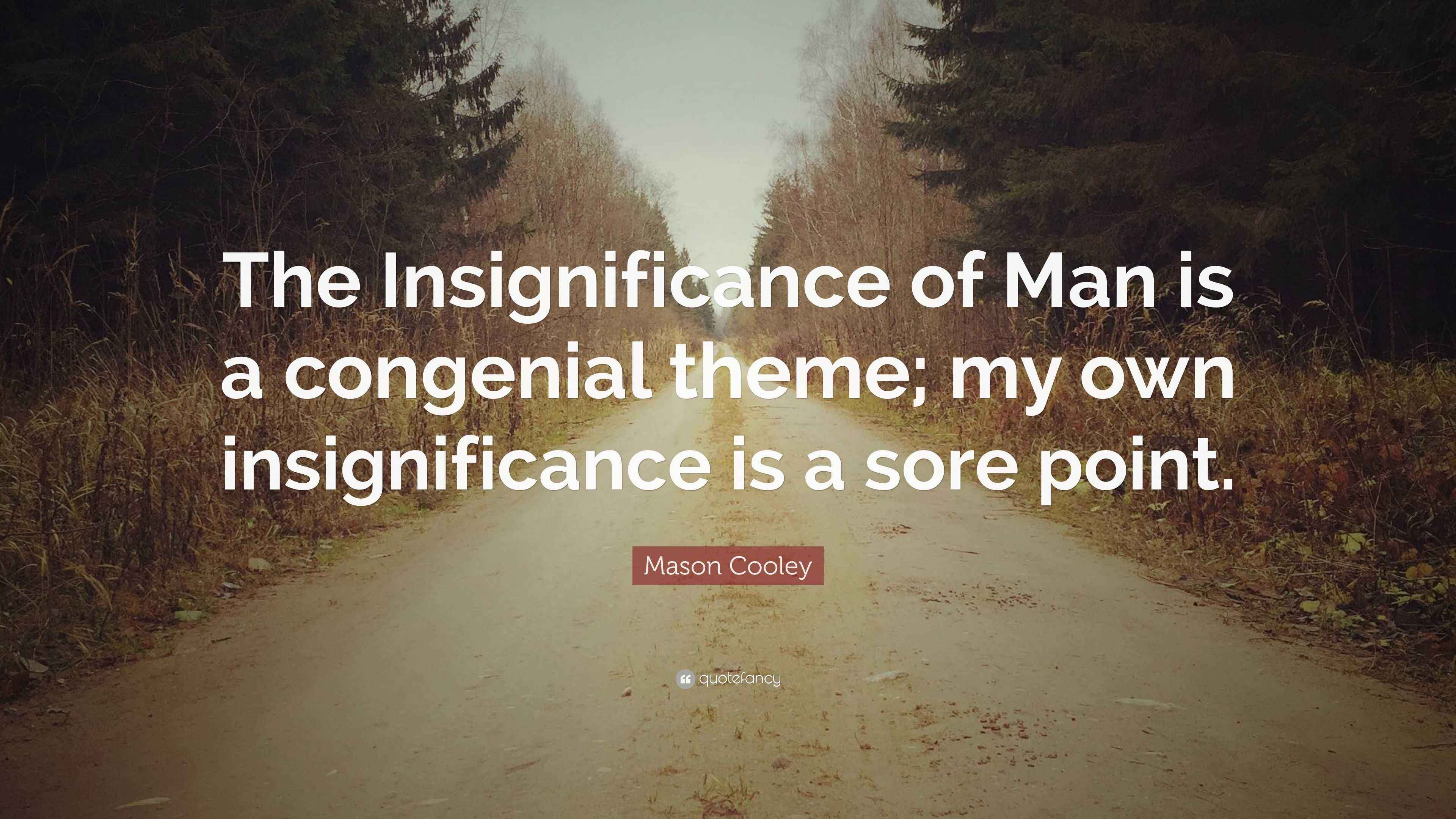 Mason Cooley Quote: “The Insignificance of Man is a congenial theme; my ...