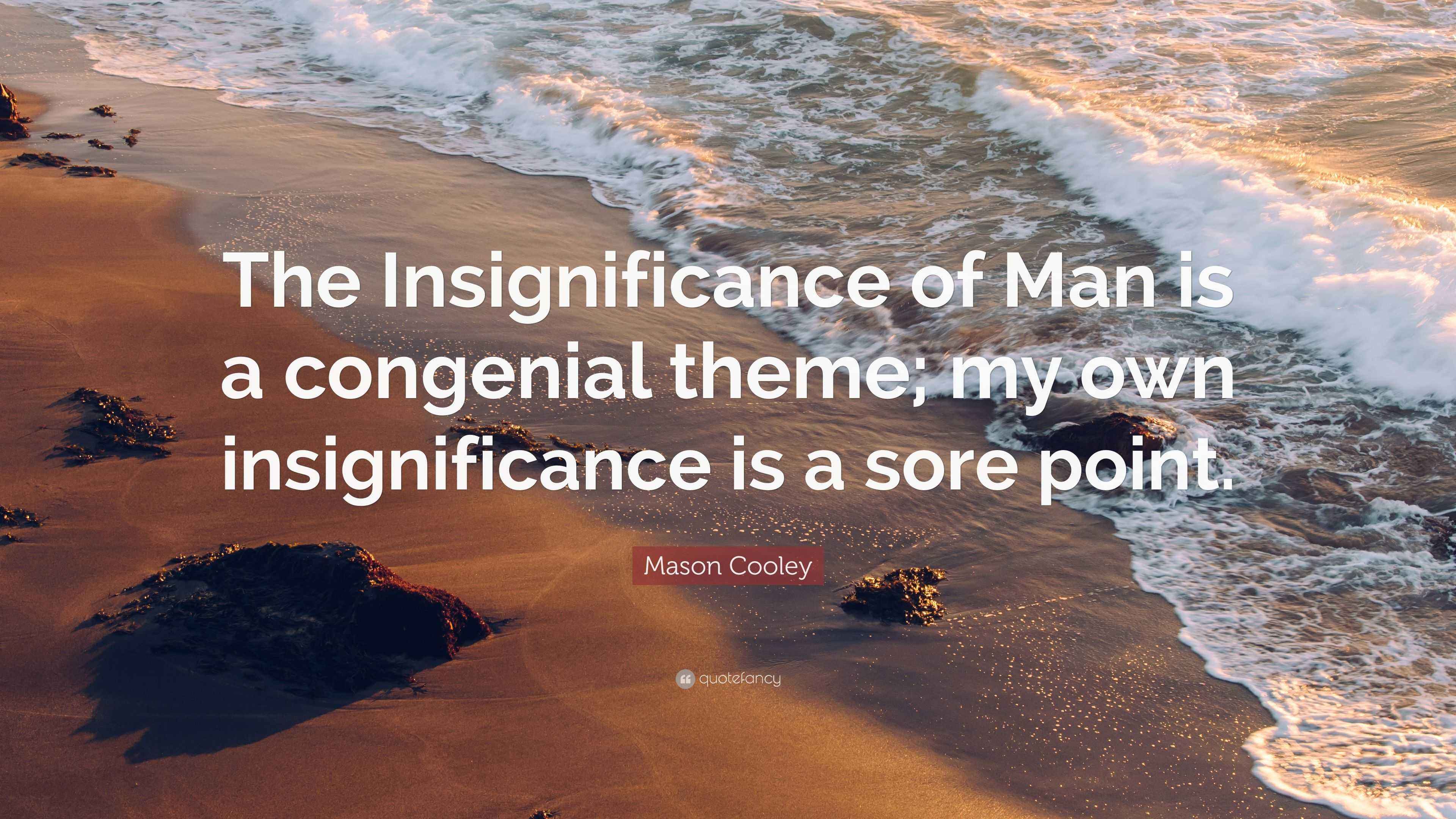 Mason Cooley Quote: “The Insignificance of Man is a congenial theme; my ...