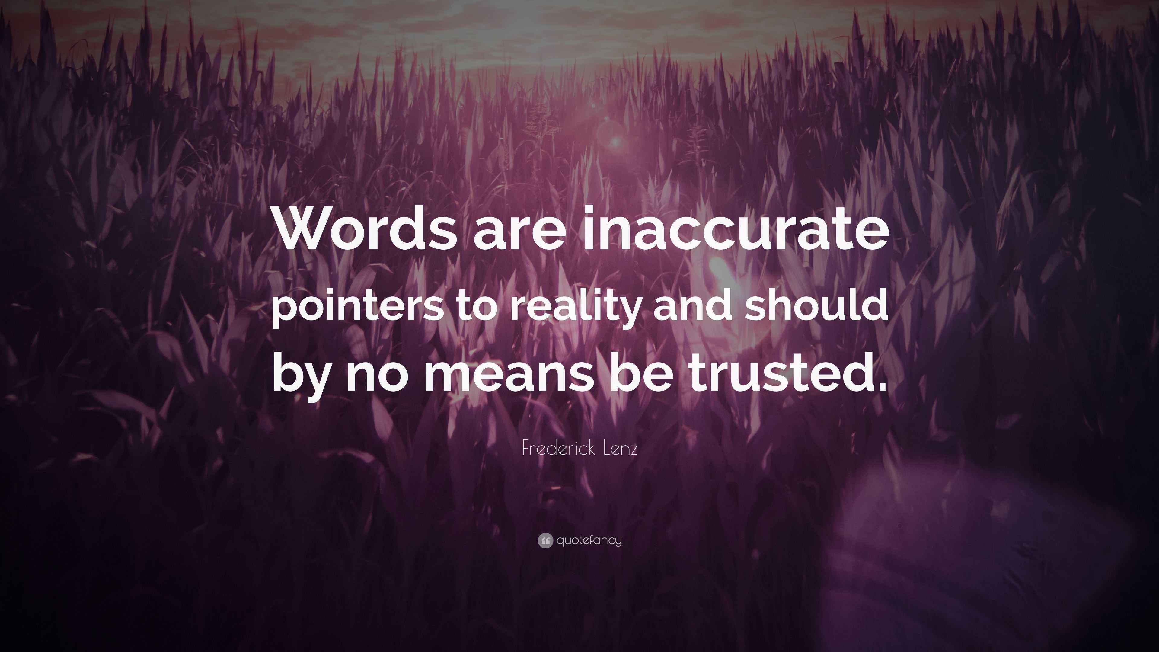 Frederick Lenz Quote: “Words are inaccurate pointers to reality and ...