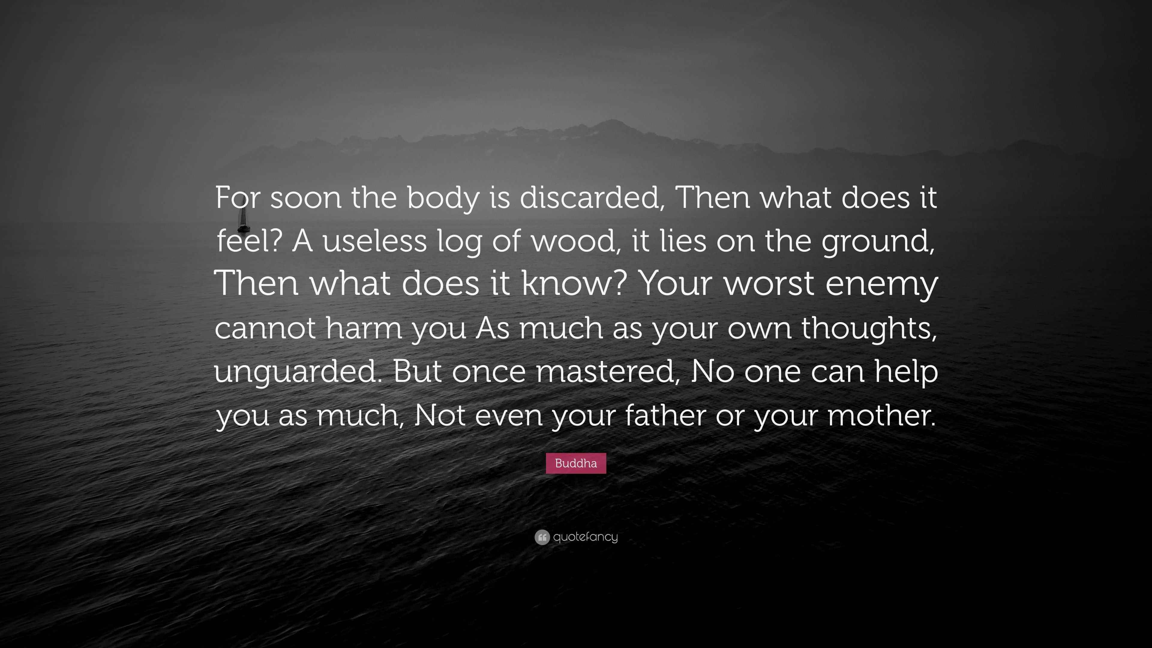 Buddha Quote: “For soon the body is discarded, Then what does it feel ...