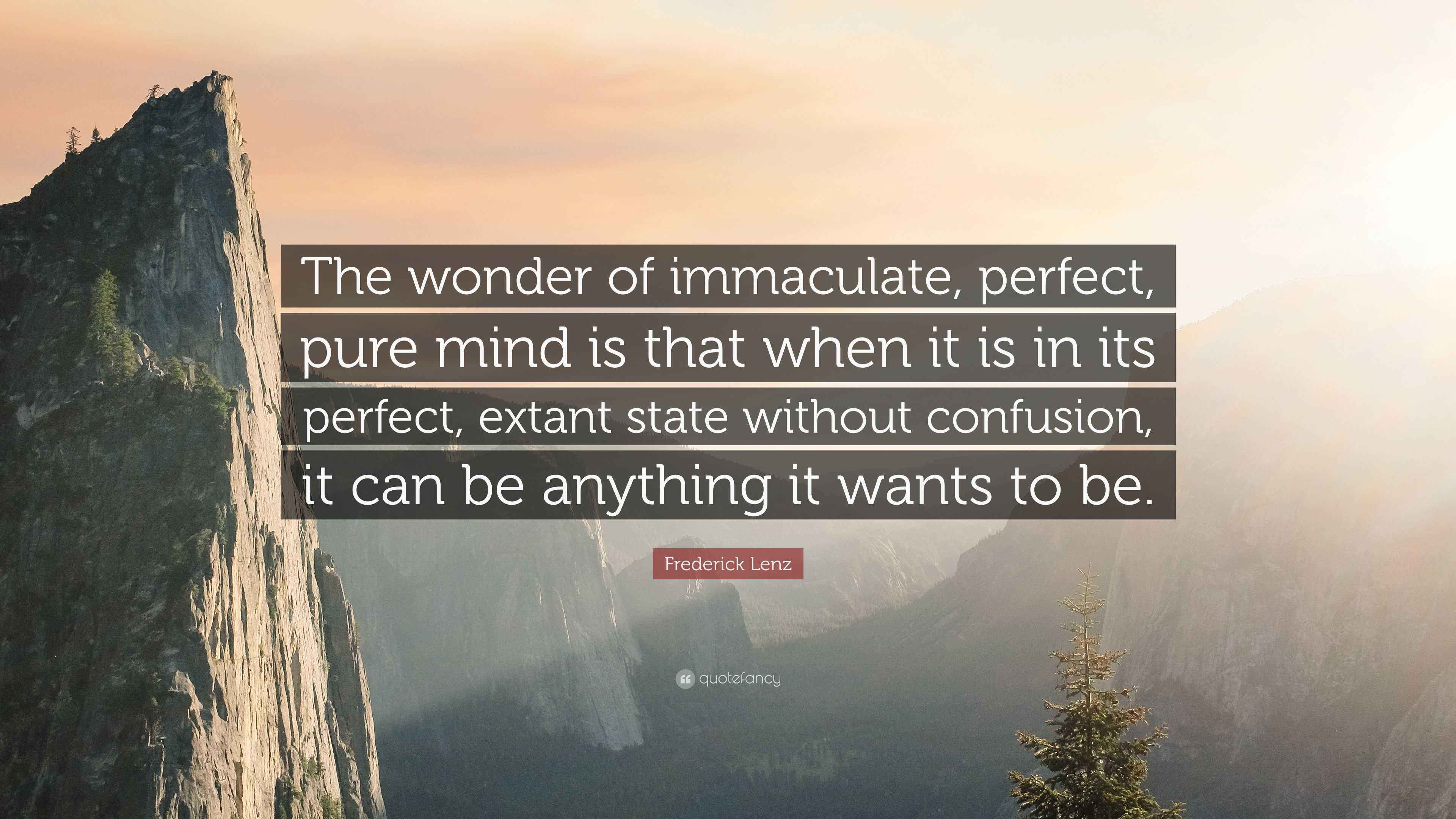 Frederick Lenz Quote: “The wonder of immaculate, perfect, pure mind is ...
