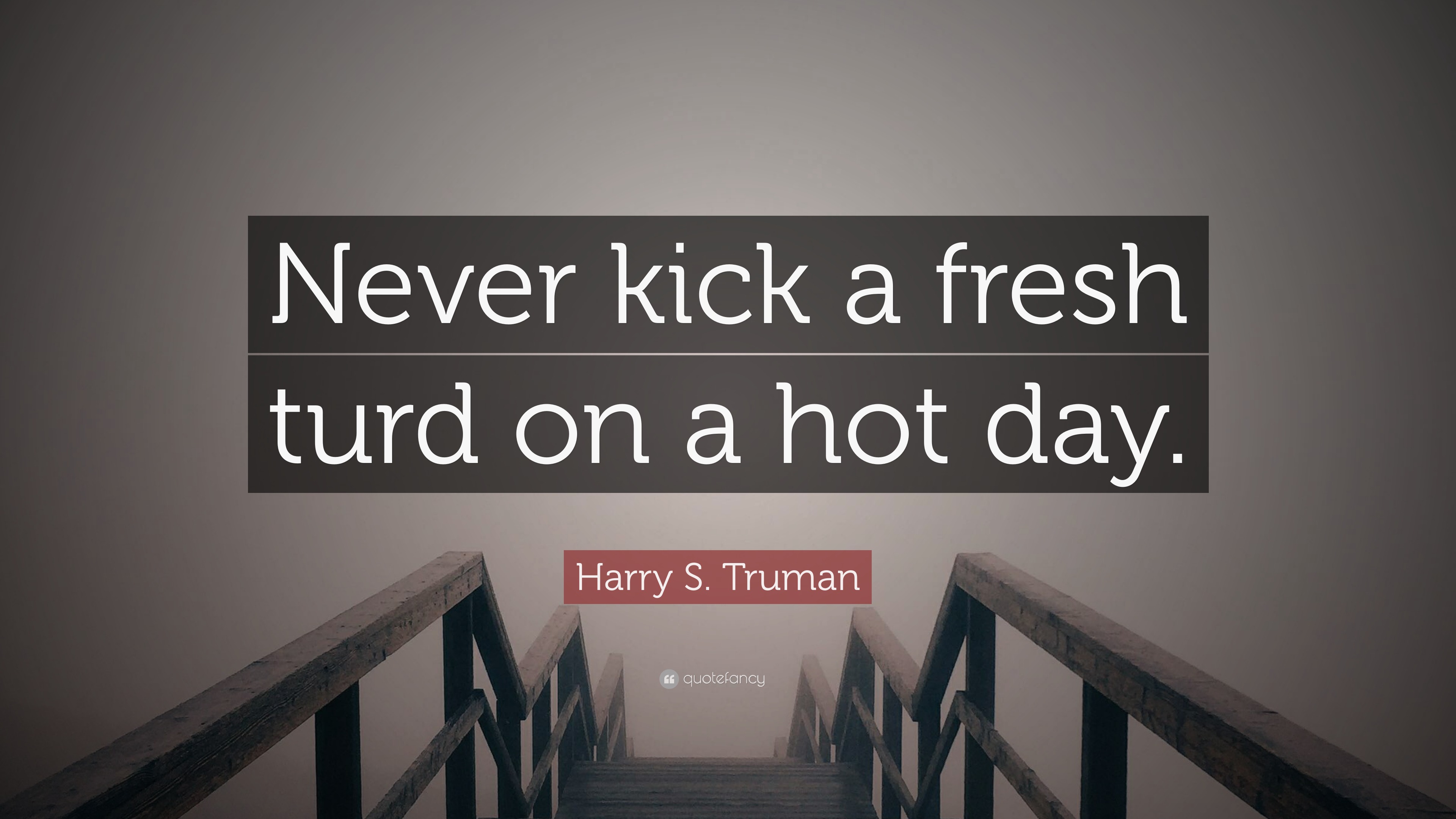 Harry S. Truman Quote: “Never kick a fresh turd on a hot day.”