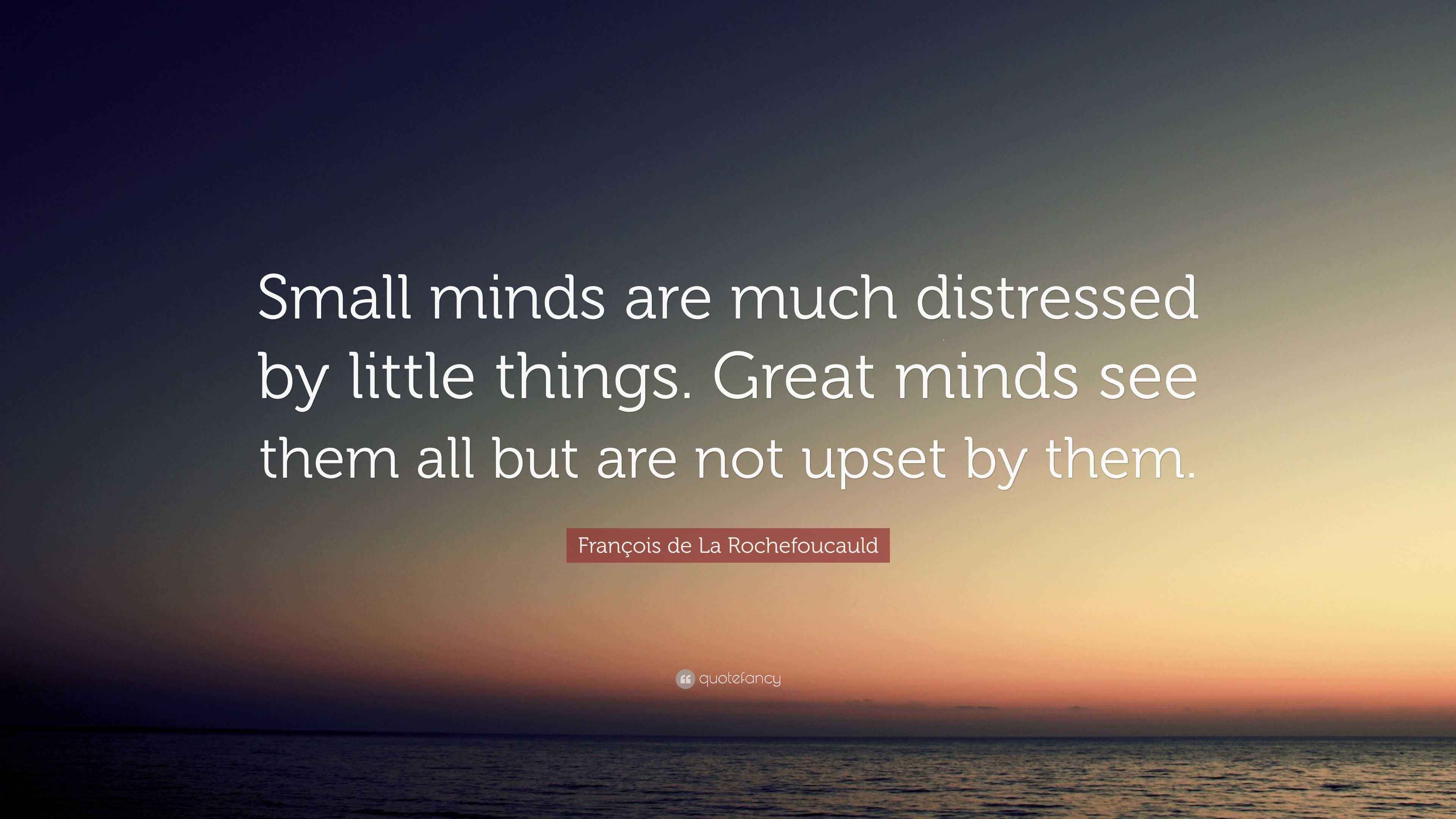 François de La Rochefoucauld Quote: “Small minds are much distressed by ...