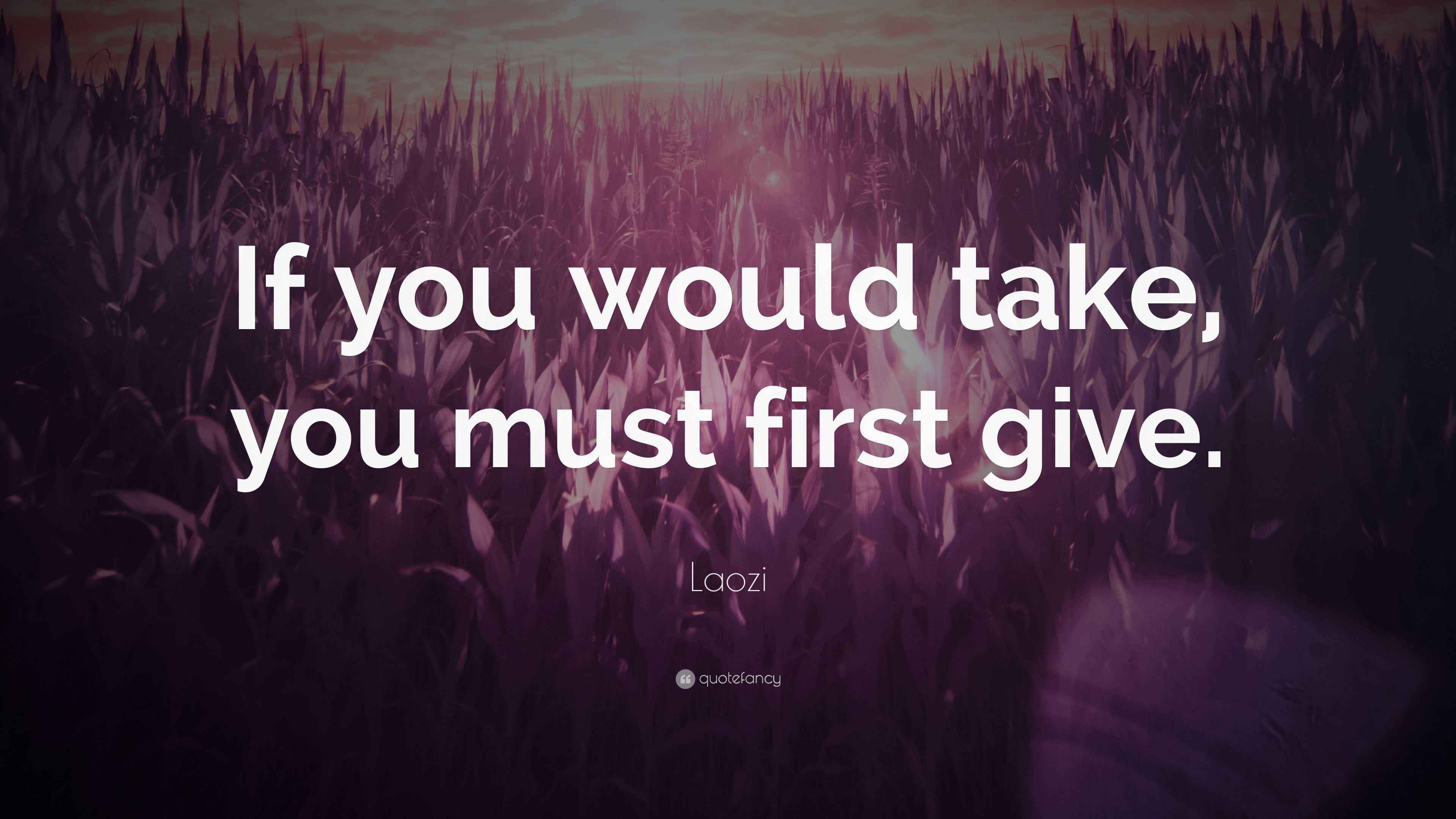 Laozi Quote: “If you would take, you must first give.”