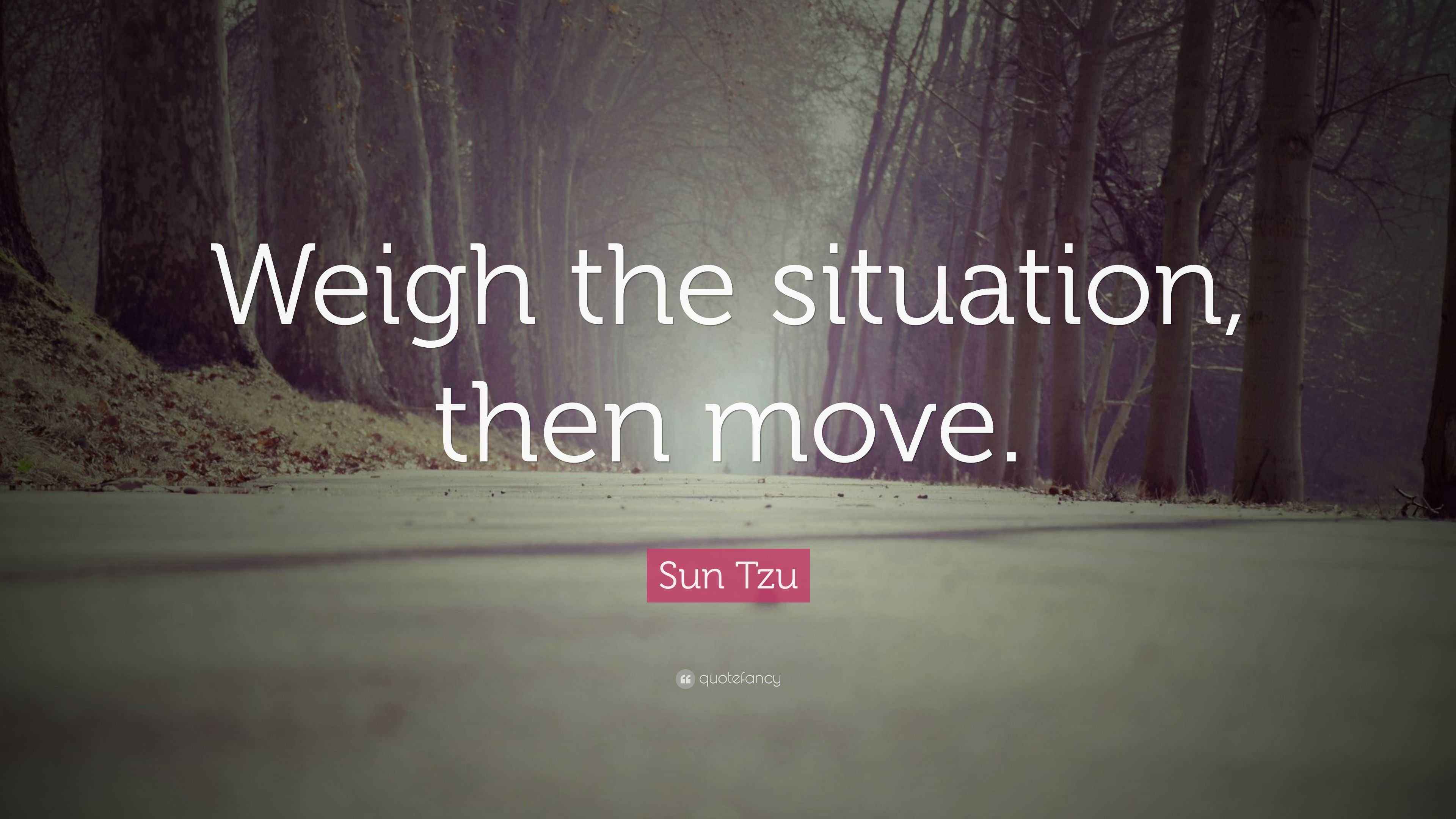 Sun Tzu Quote: “Weigh the situation, then move.”