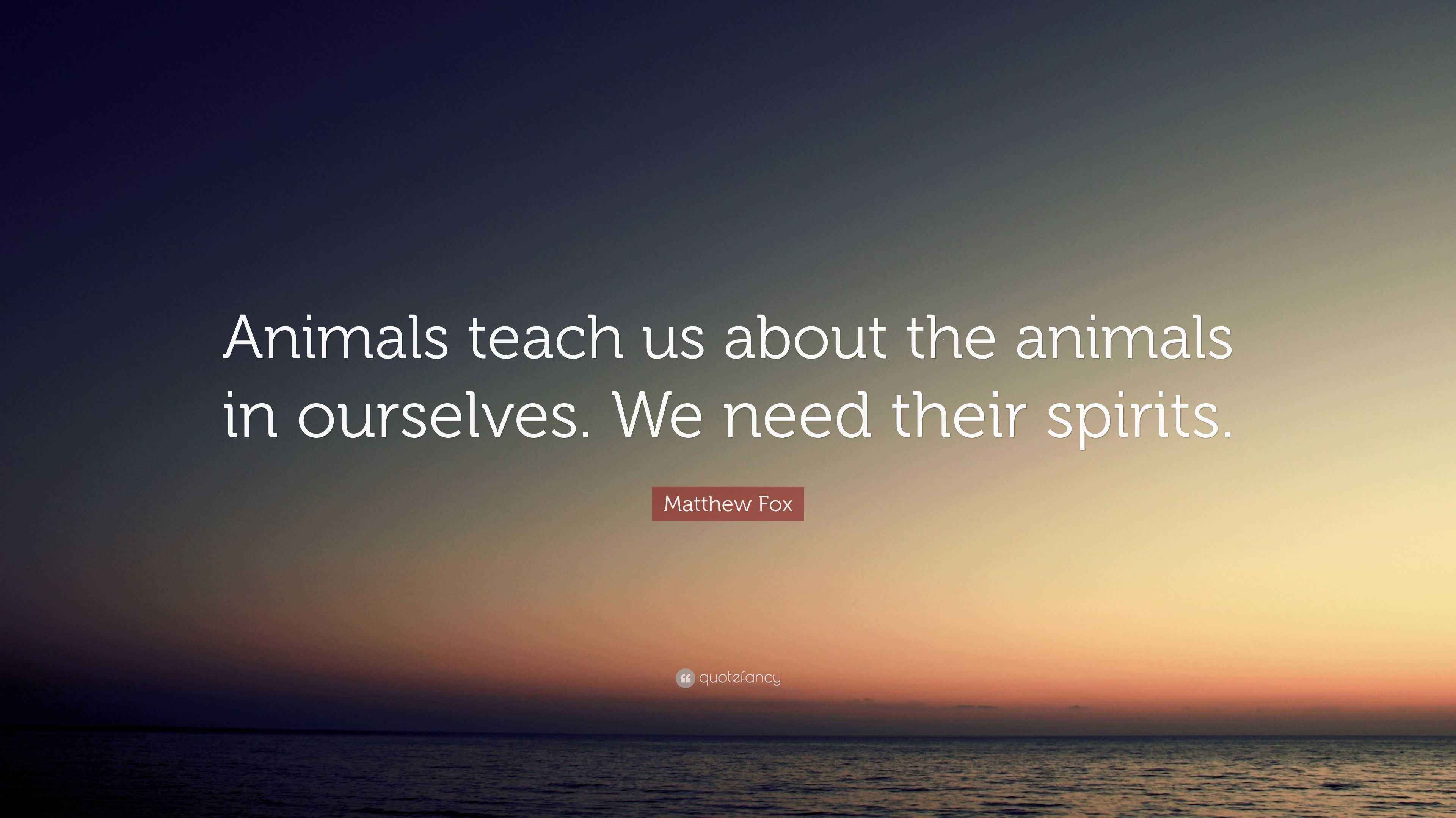 Matthew Fox Quote: “Animals teach us about the animals in ourselves. We ...