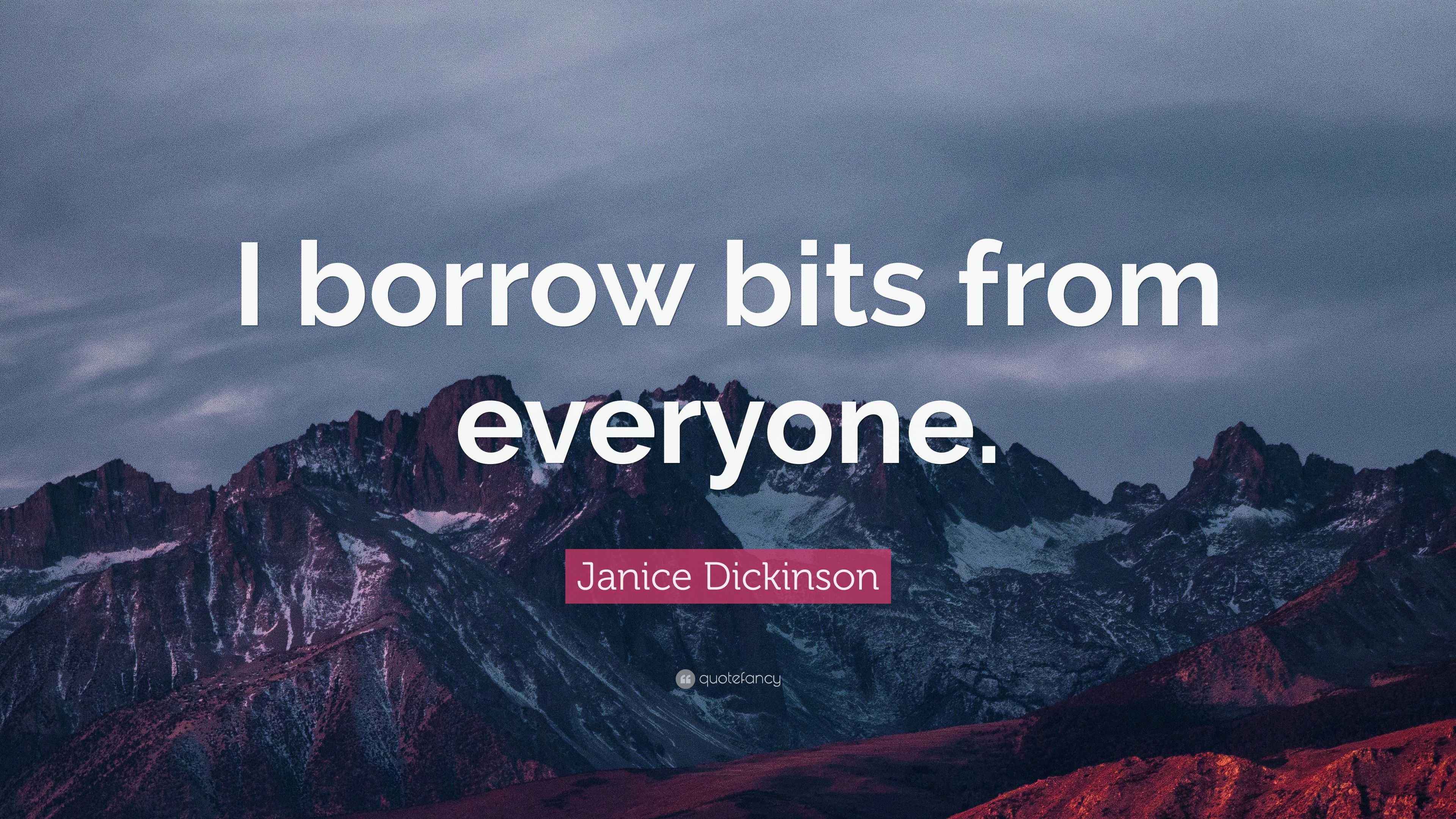 Janice Dickinson Quote: “I borrow bits from everyone.”