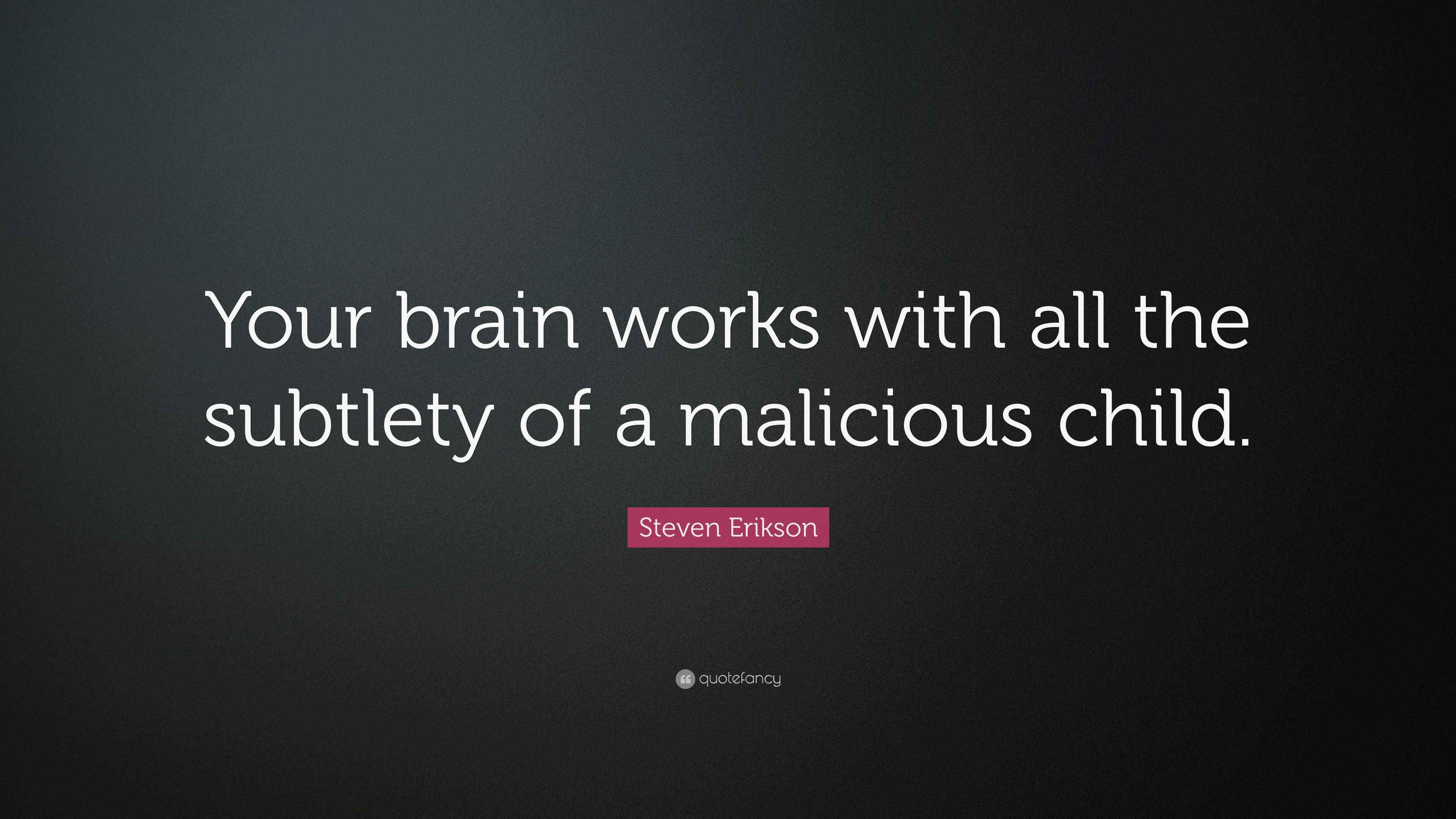 Steven Erikson Quote: “Your brain works with all the subtlety of a ...