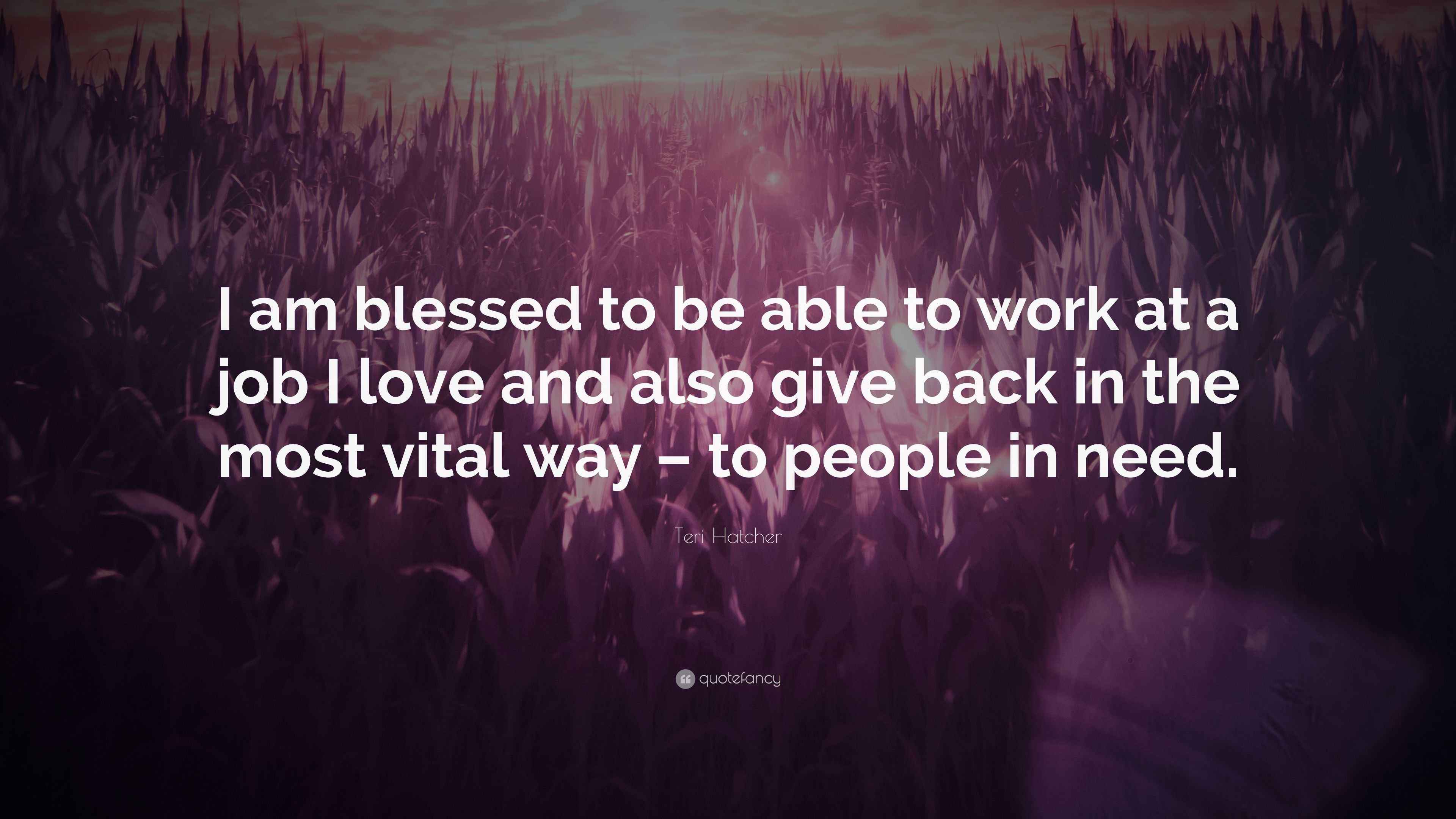 Teri Hatcher Quote: “I am blessed to be able to work at a job I love ...
