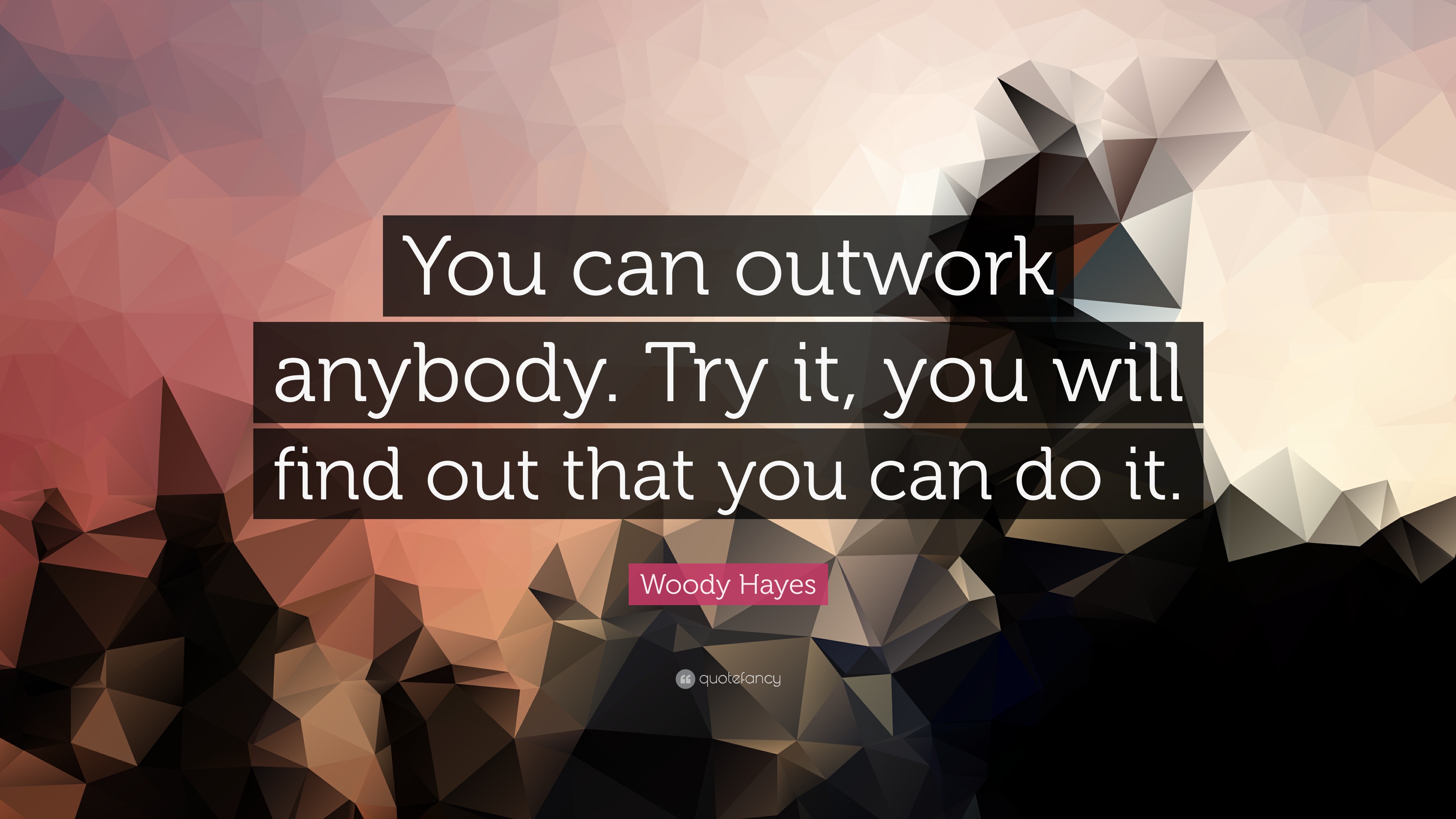 Woody Hayes Quote: “You can outwork anybody. Try it, you will find out ...