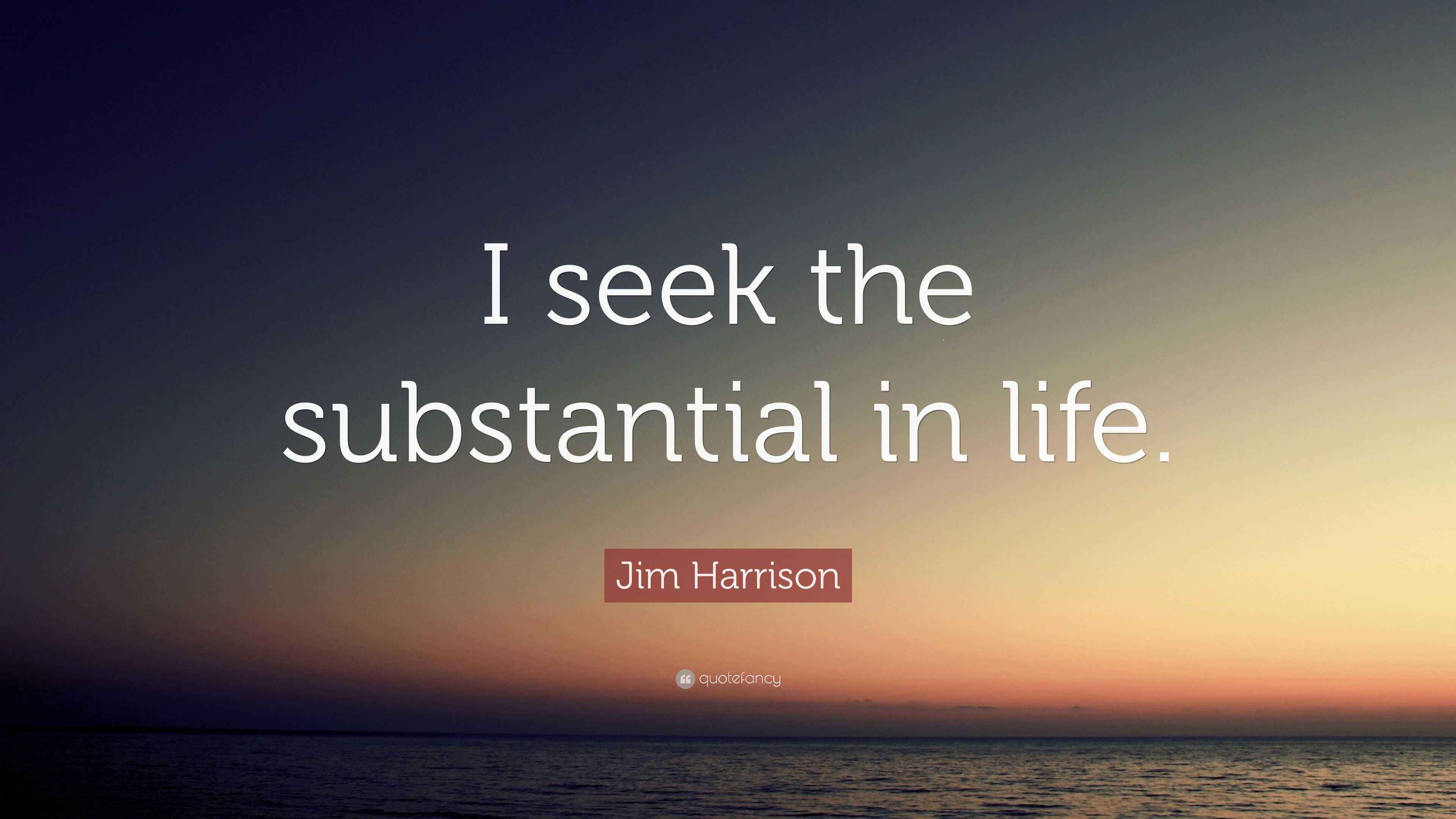 Jim Harrison Quote: “I seek the substantial in life.”