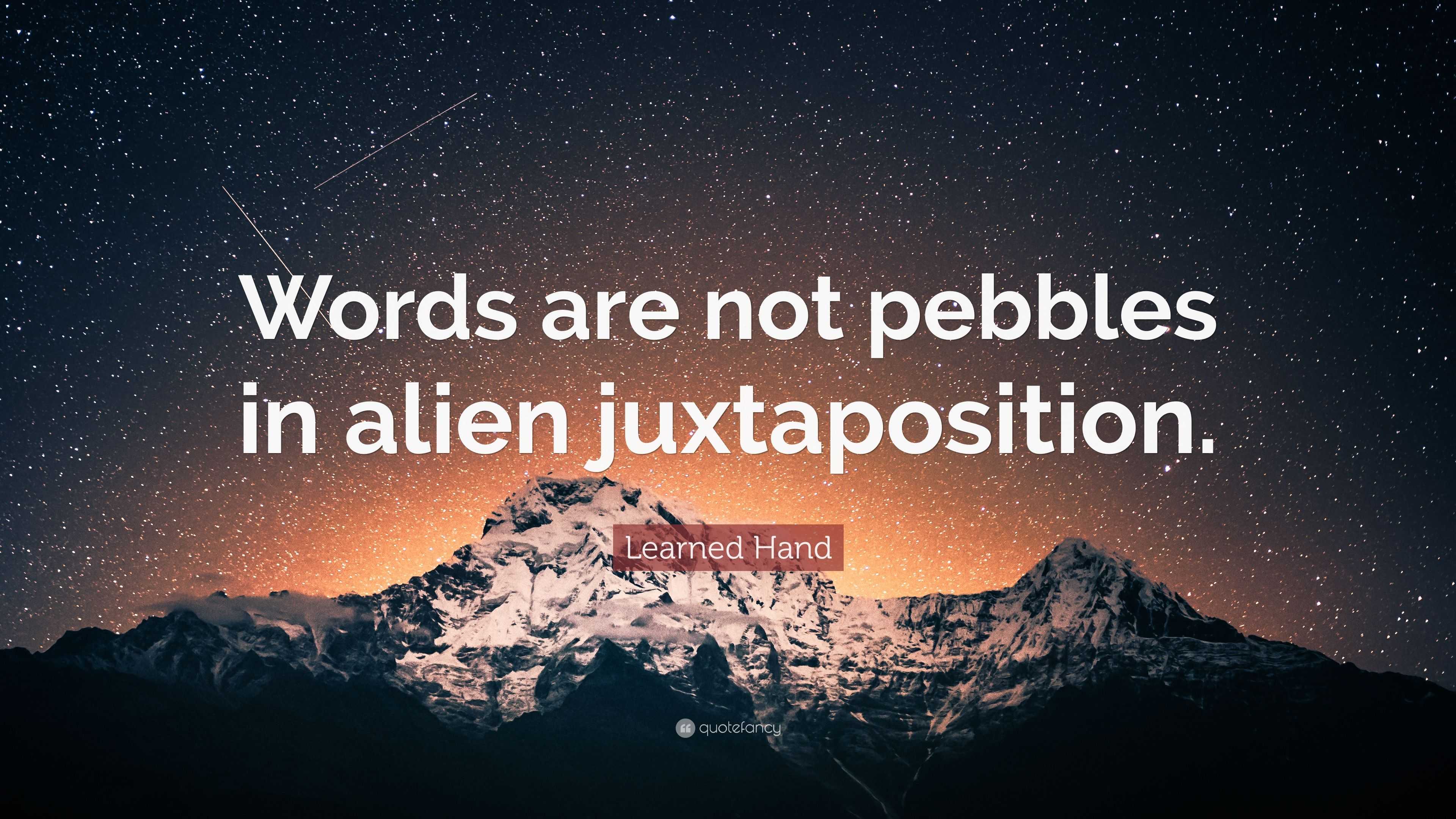 Learned Hand Quote: “Words are not pebbles in alien juxtaposition.”