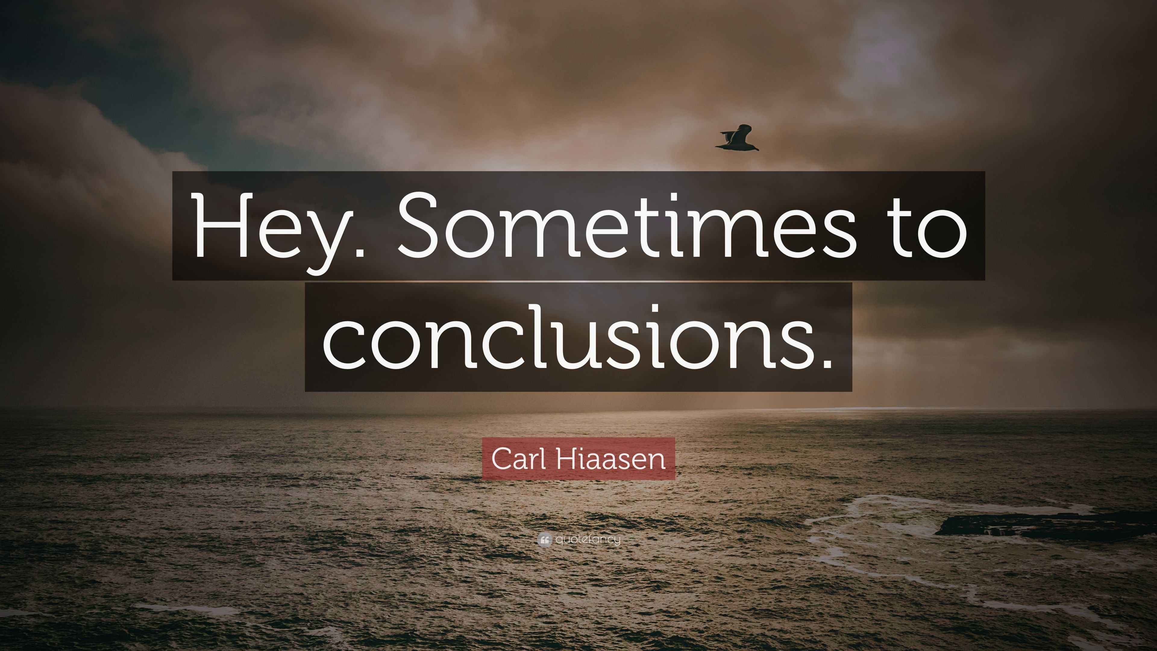Carl Hiaasen Quote: “Hey. Sometimes to conclusions.”