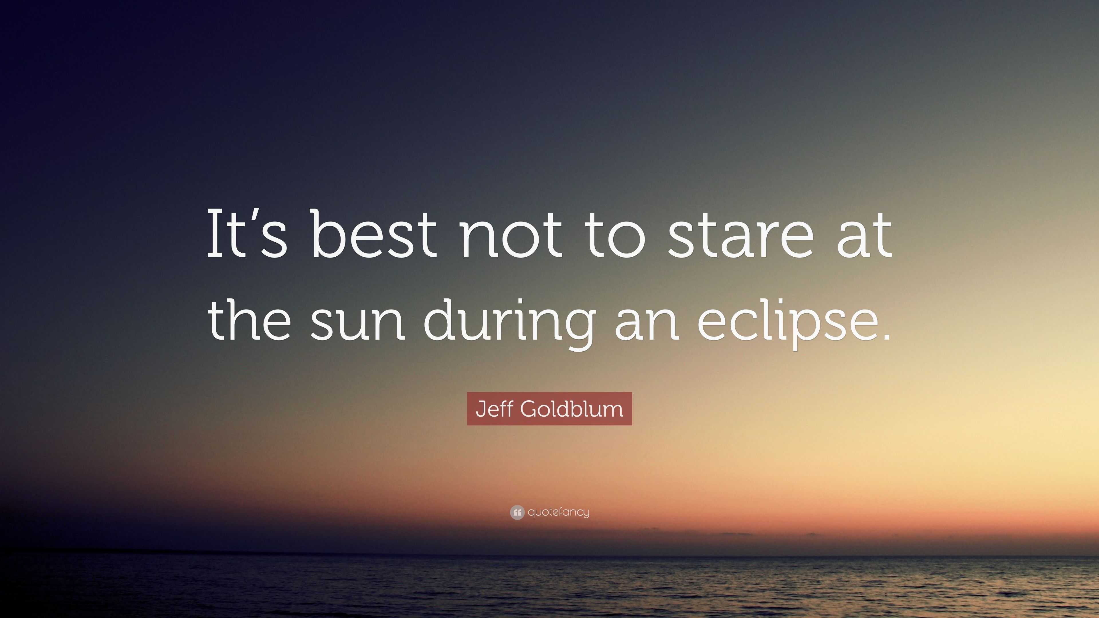 Jeff Goldblum Quote: “It’s best not to stare at the sun during an eclipse.”
