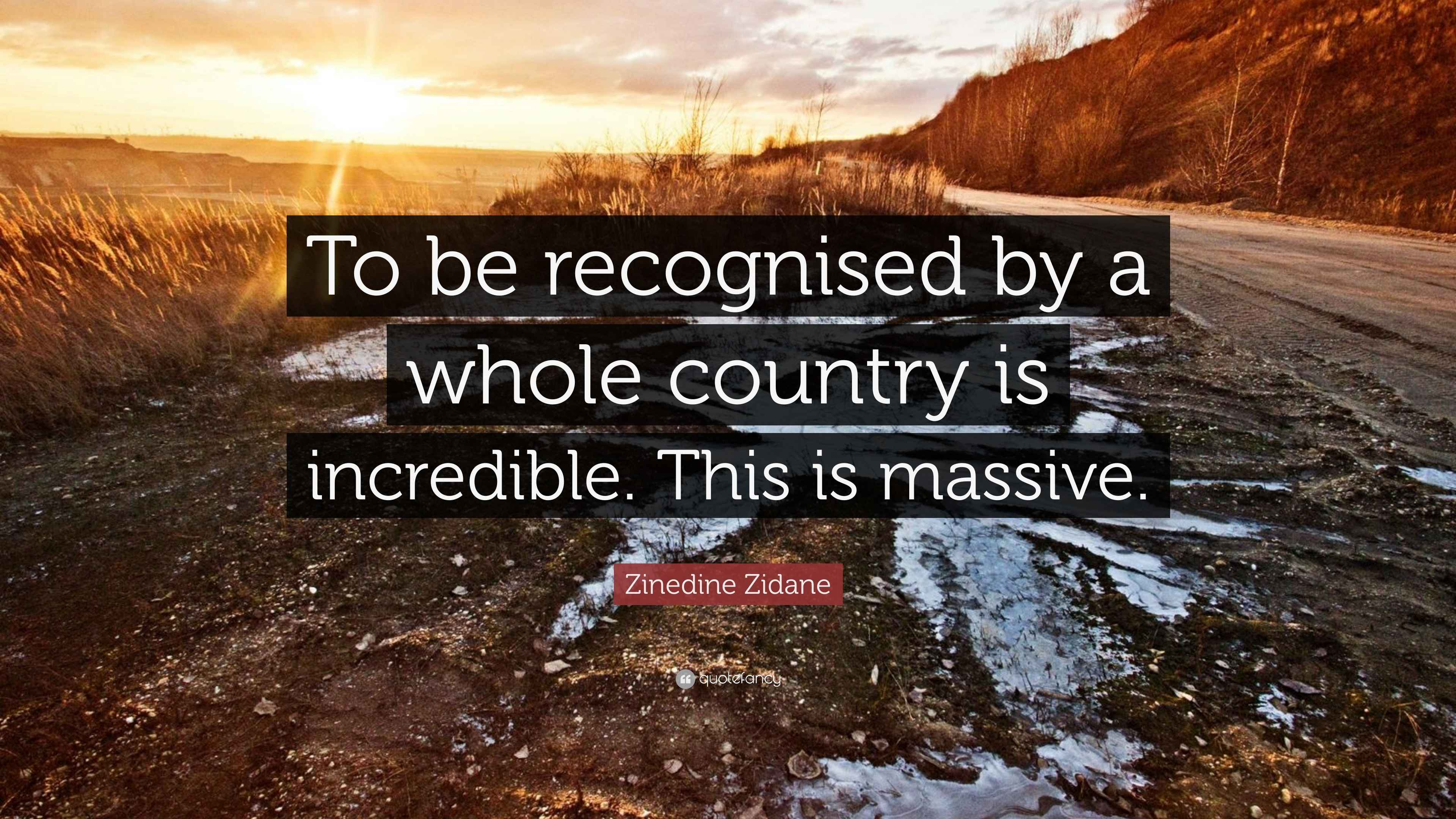 Zinedine Zidane Quote: “To be recognised by a whole country is ...