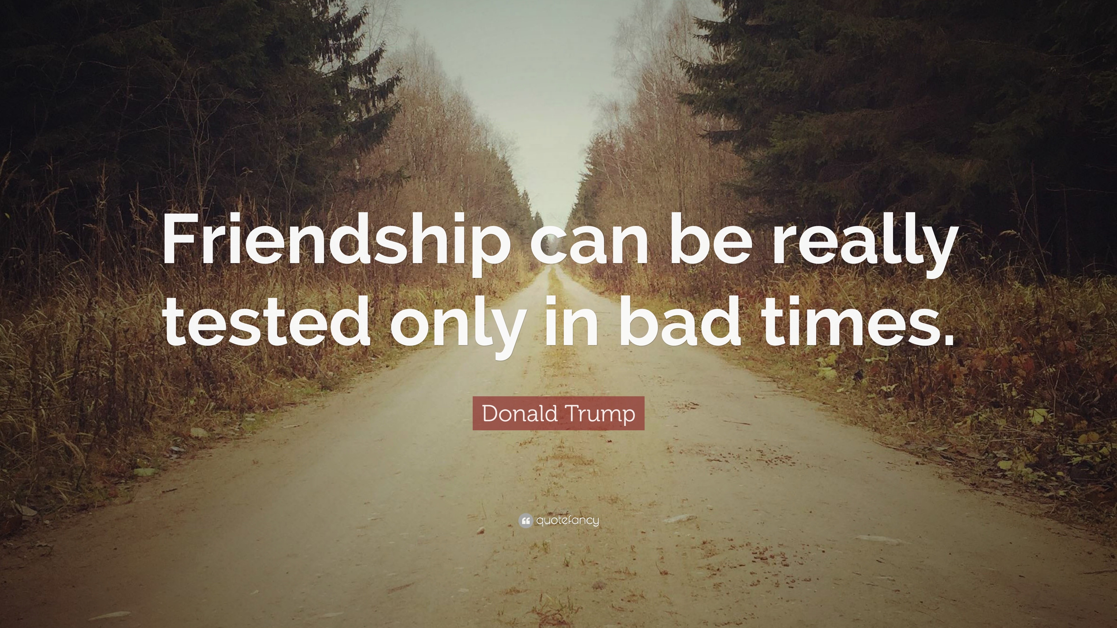 Donald Trump Quote: “Friendship can be really tested only in bad times.”