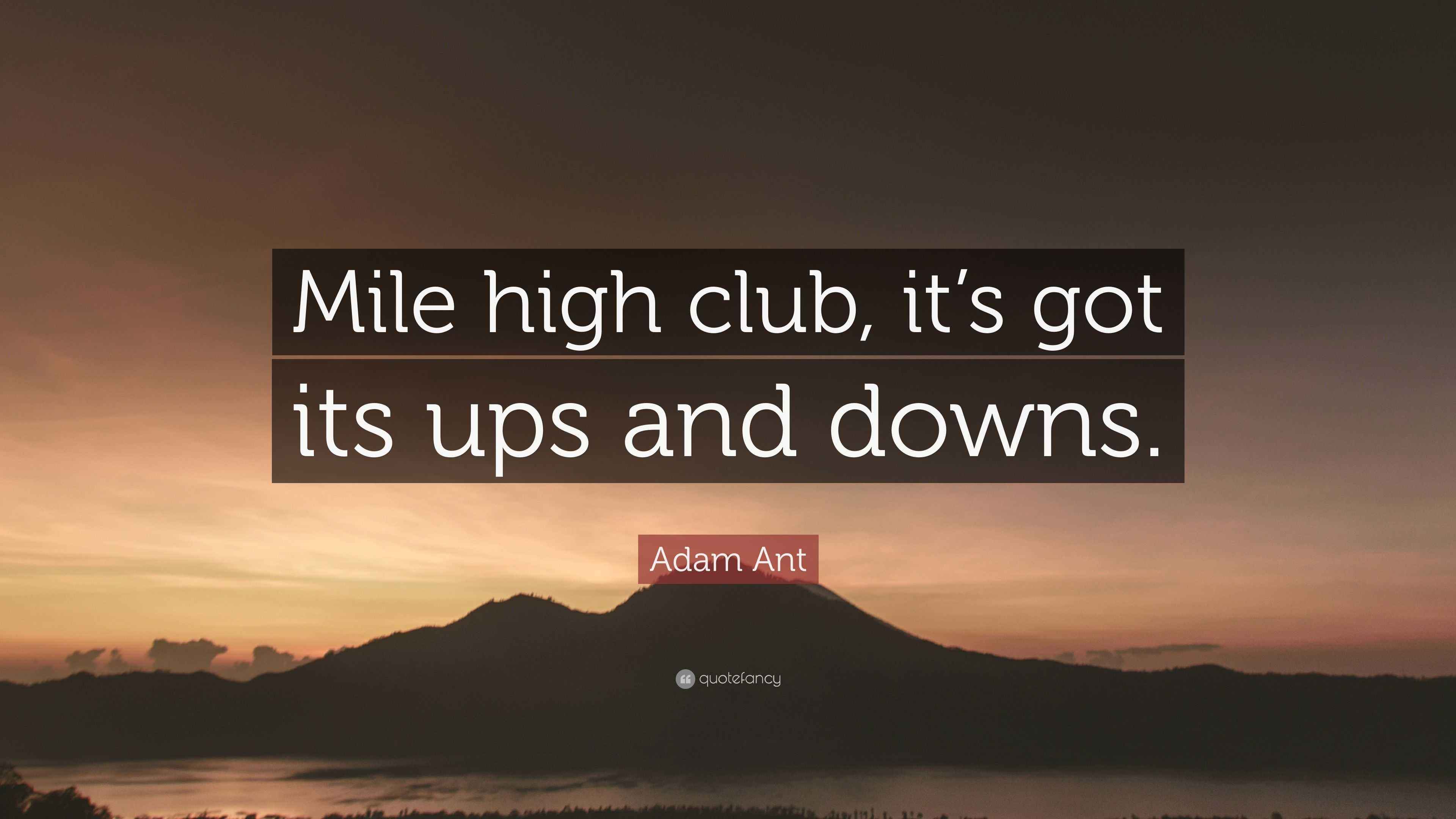Adam Ant Quote: “Mile high club, it’s got its ups and downs.”