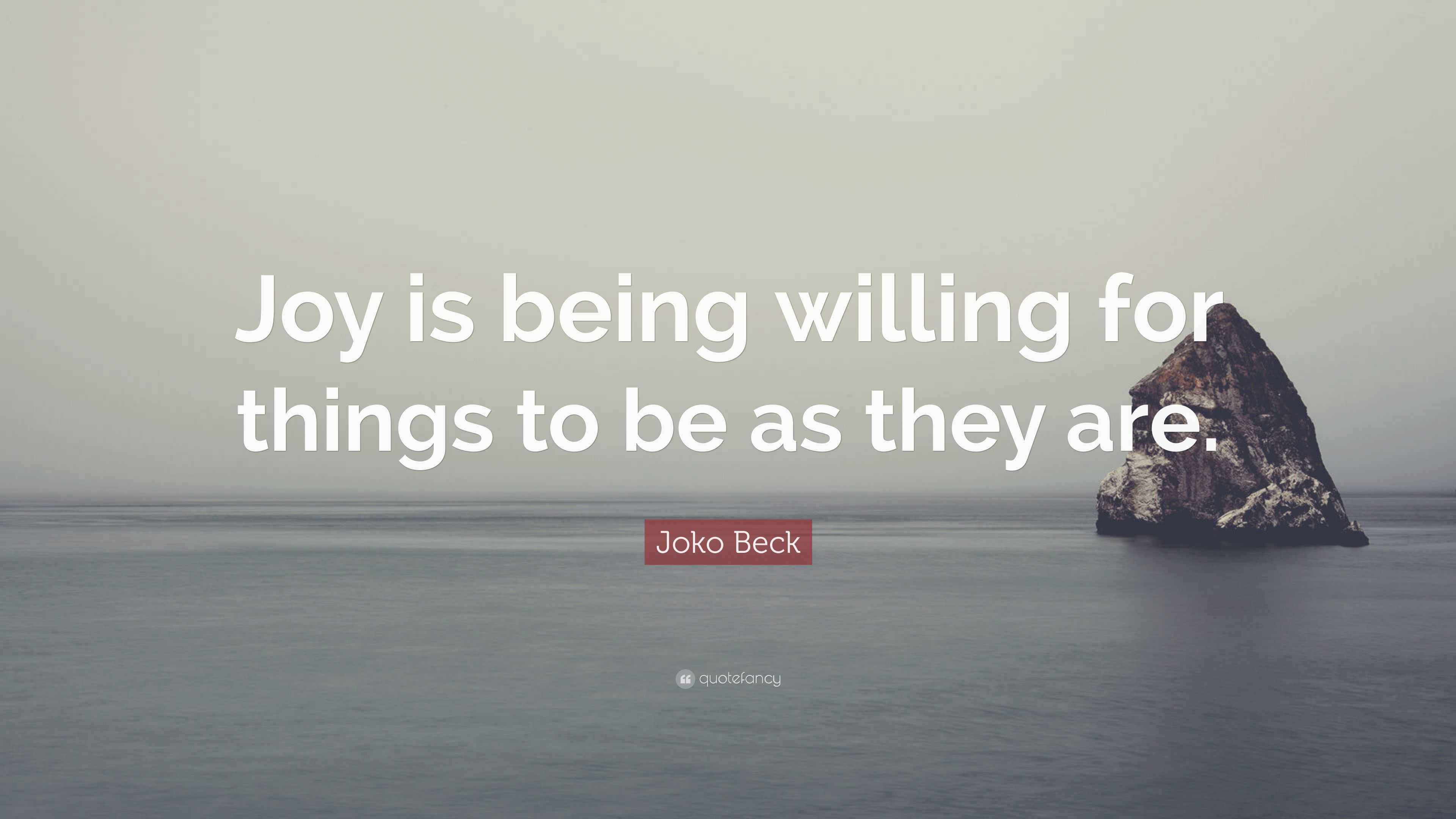 Joko Beck Quote: “Joy is being willing for things to be as they are.”
