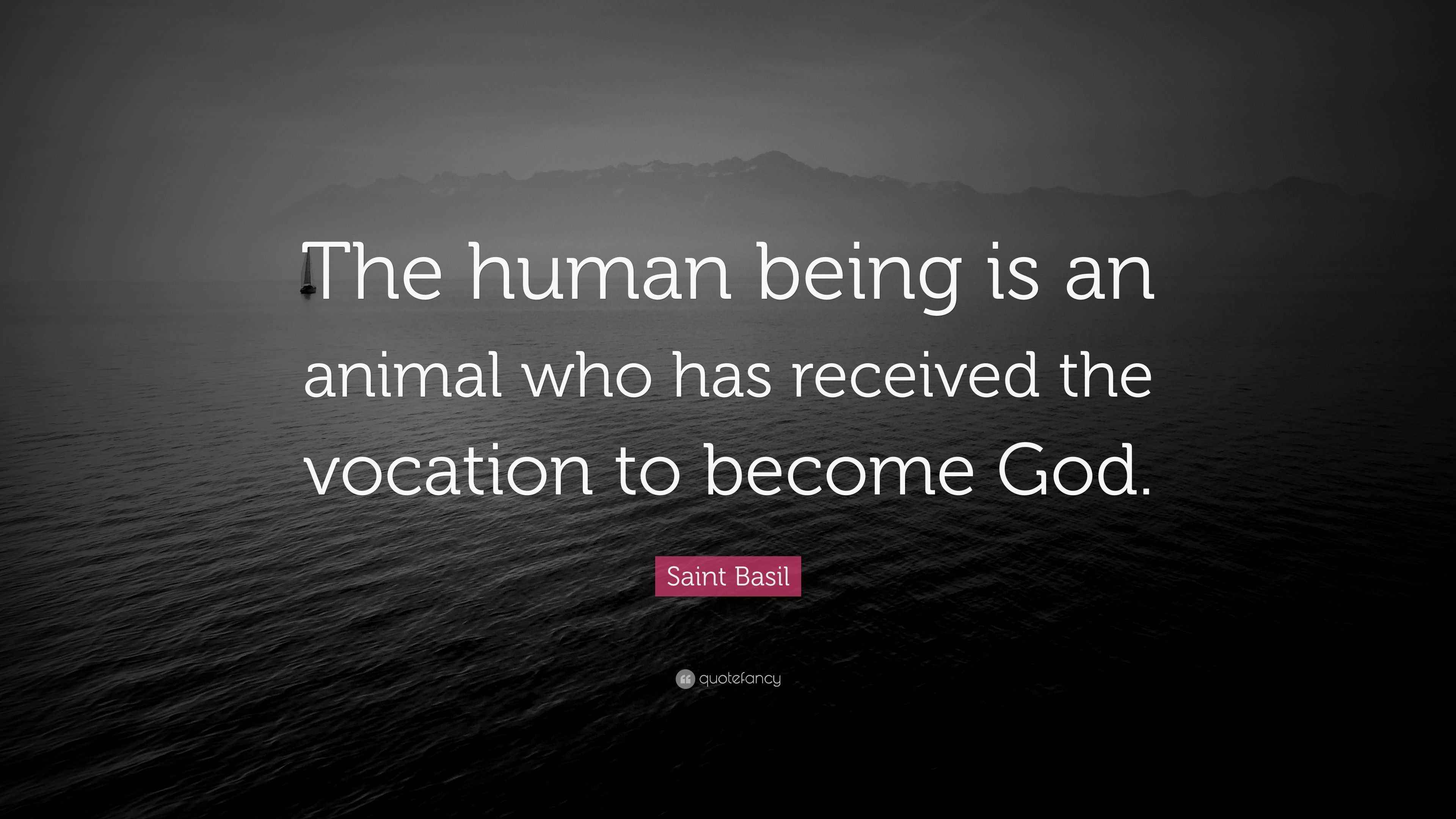 Saint Basil Quote: “The human being is an animal who has received the ...