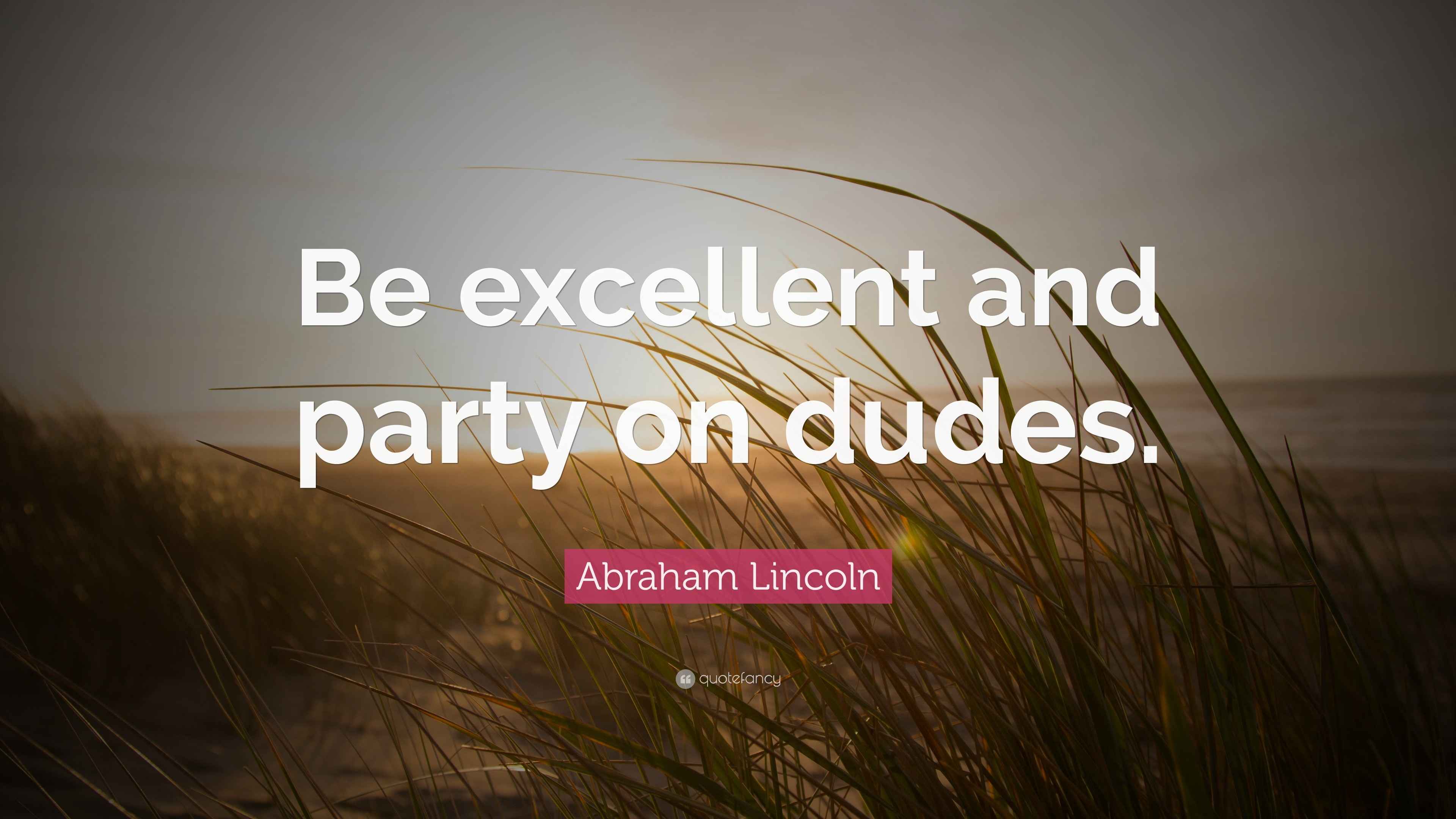 Abraham Lincoln Quote: “Be excellent and party on dudes.”